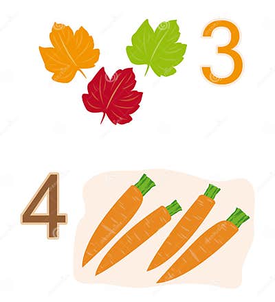 Counting Game: Number 3 & 4 Stock Vector - Illustration of teach ...