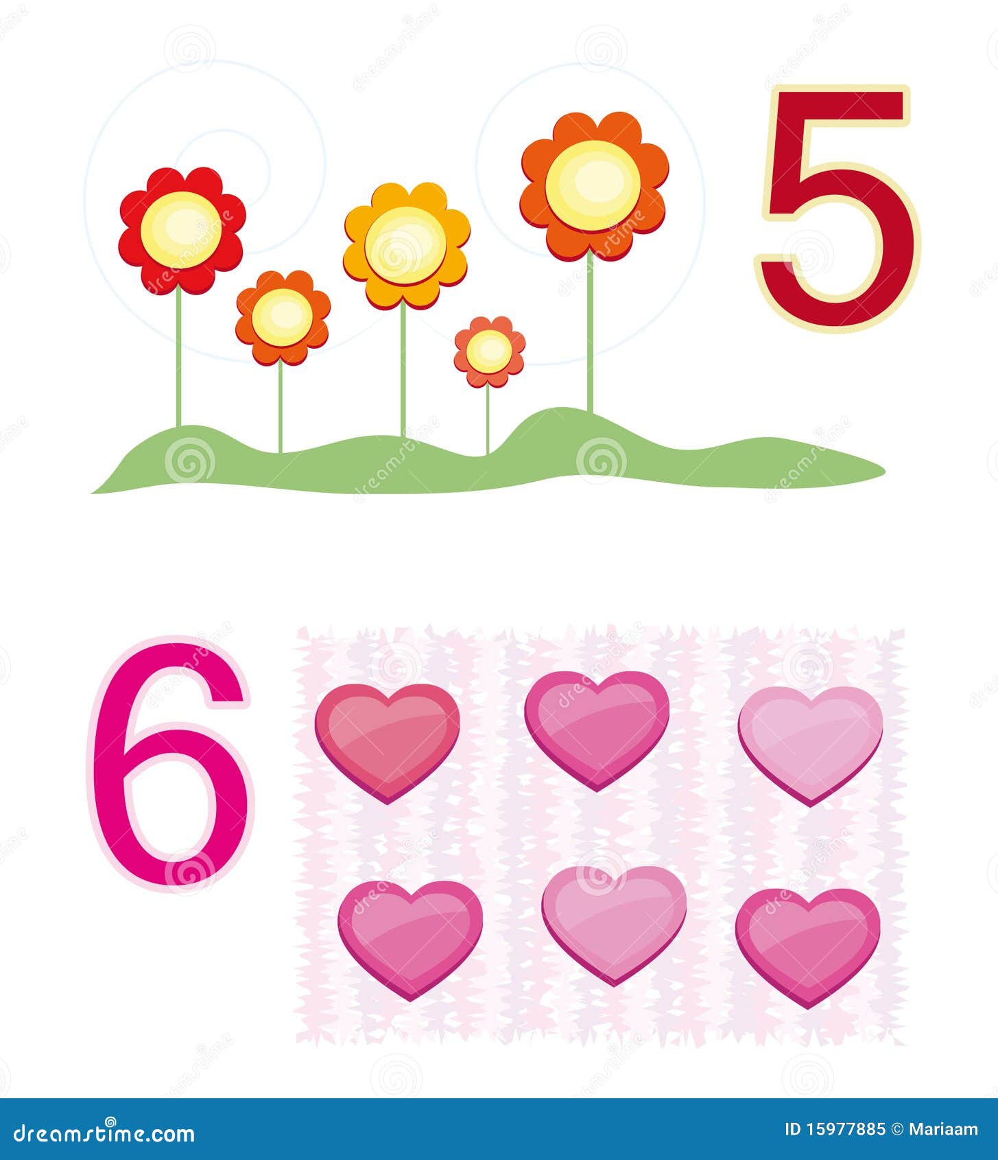 Counting Game: Number 5 & 6 Stock Vector - Illustration of flowers ...