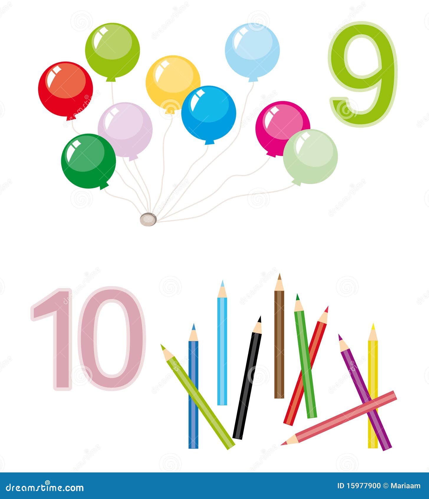 Counting Game: Number 9 & 10 Stock Vector - Illustration of teaching ...