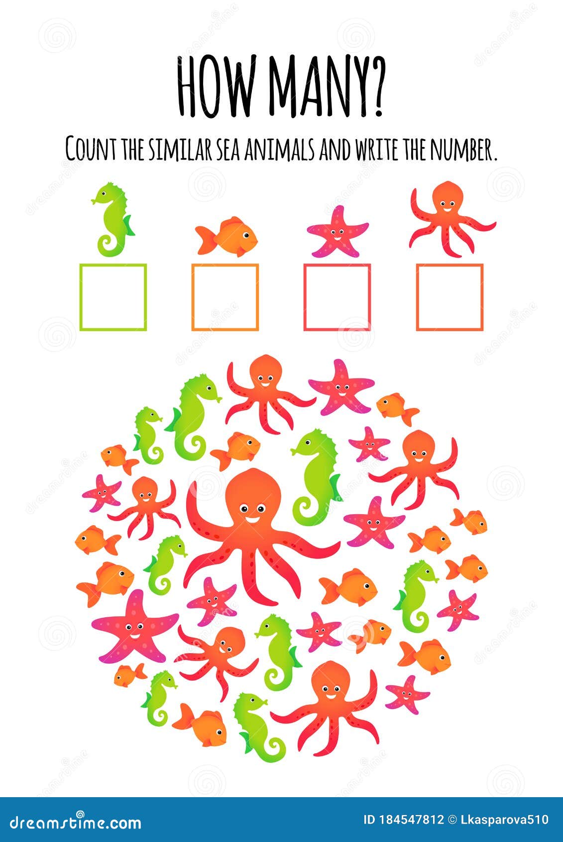 Counting Game Mathematical Activity Worksheet Stock Vector ...