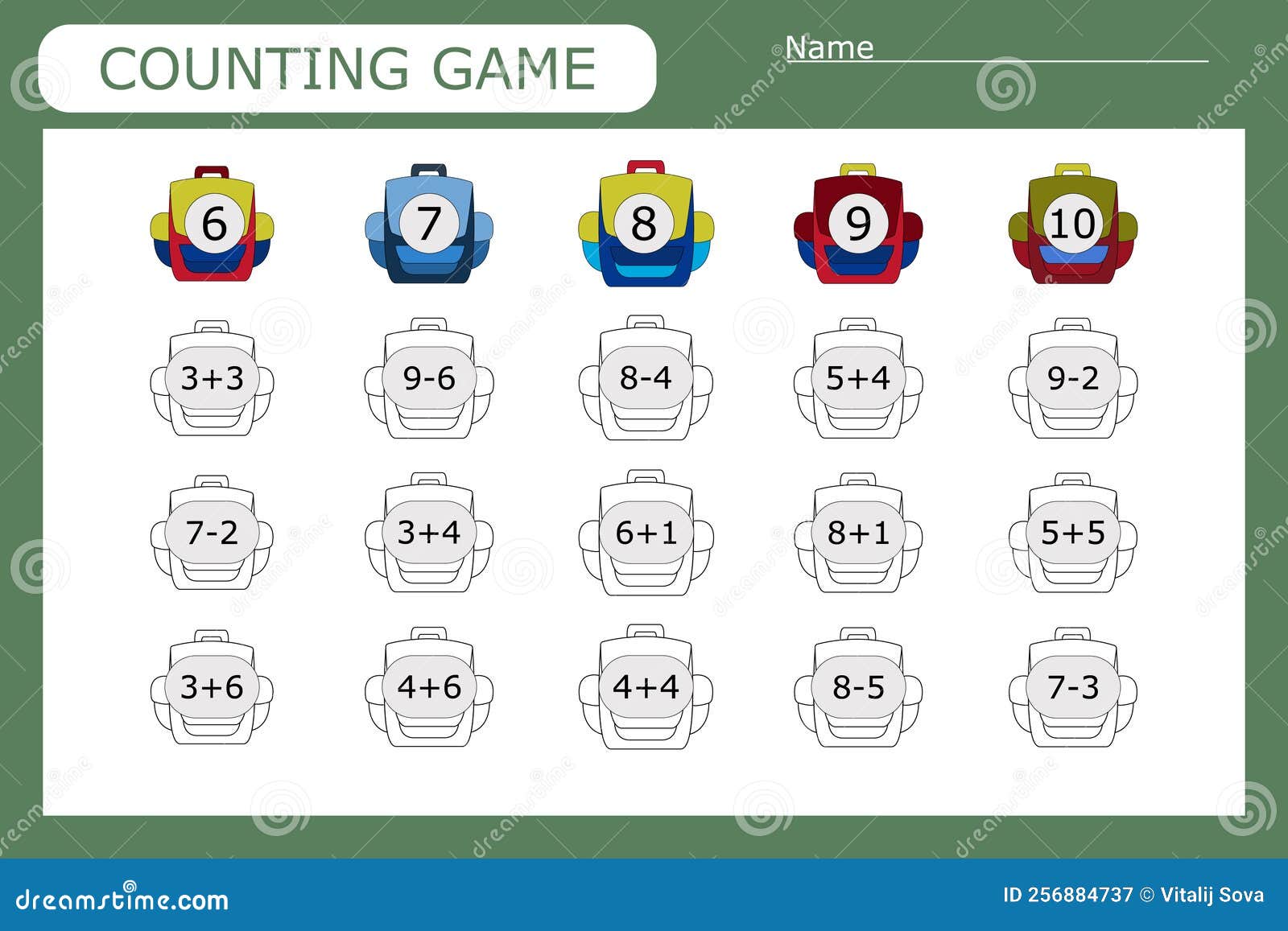 Preschool worksheet stock illustration. Illustration of rucksack ...