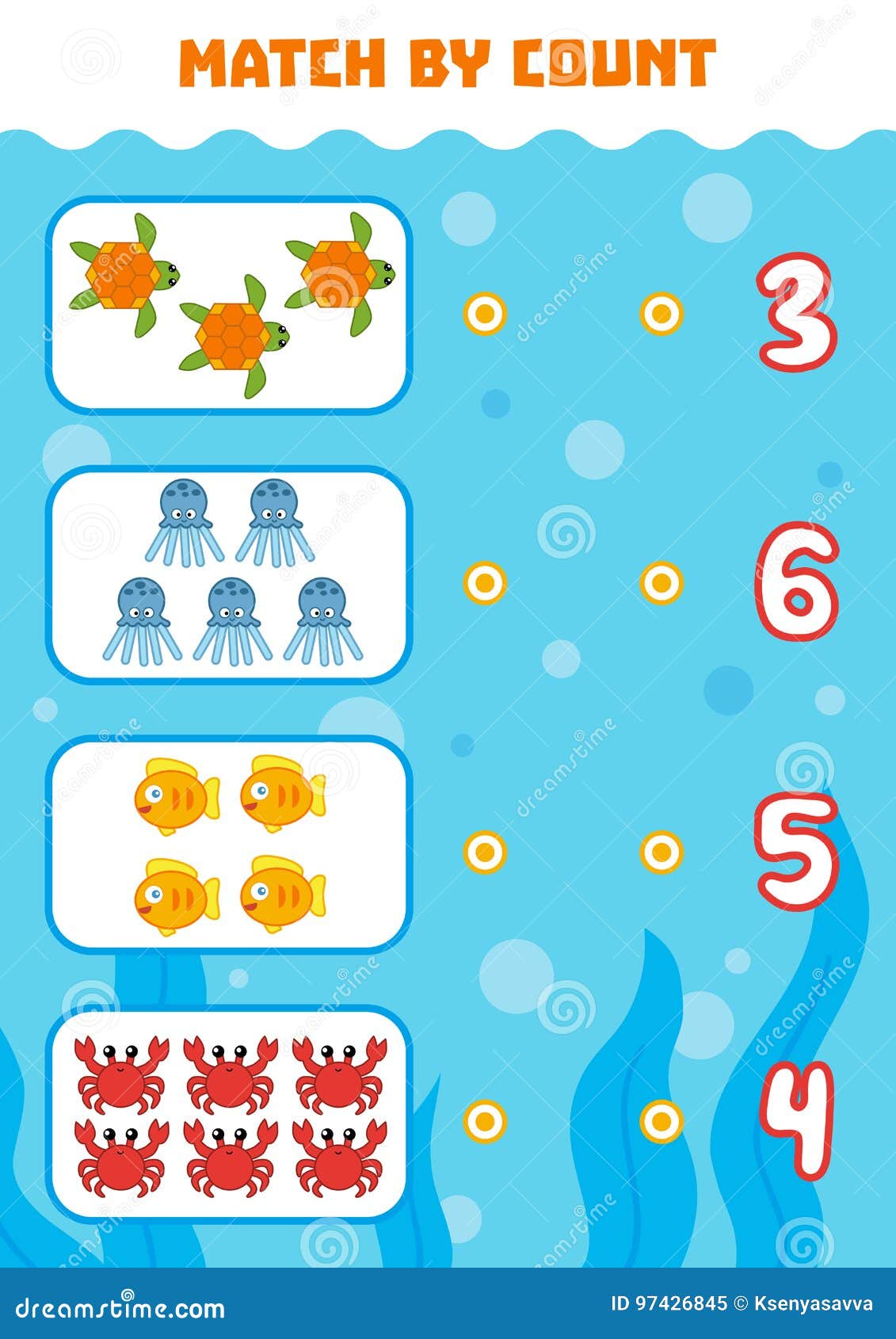 Counting Game for Preschool Children. Count Sea Animals Stock Vector ... Counting Game for Preschool Children. Count Sea Animals Stock Vector ...