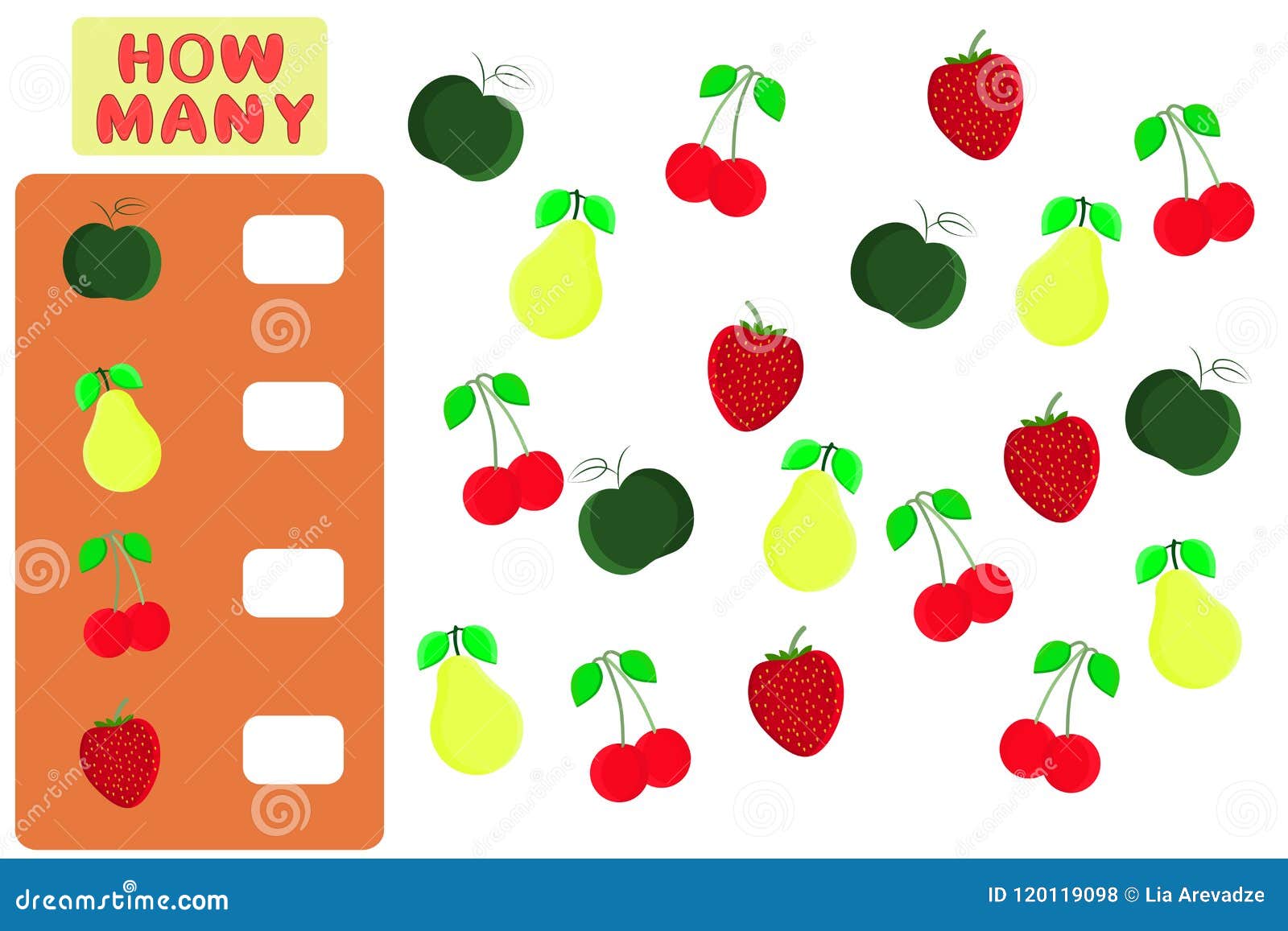 Counting Game for Preschool Children. Mathematics Task. How Many ...