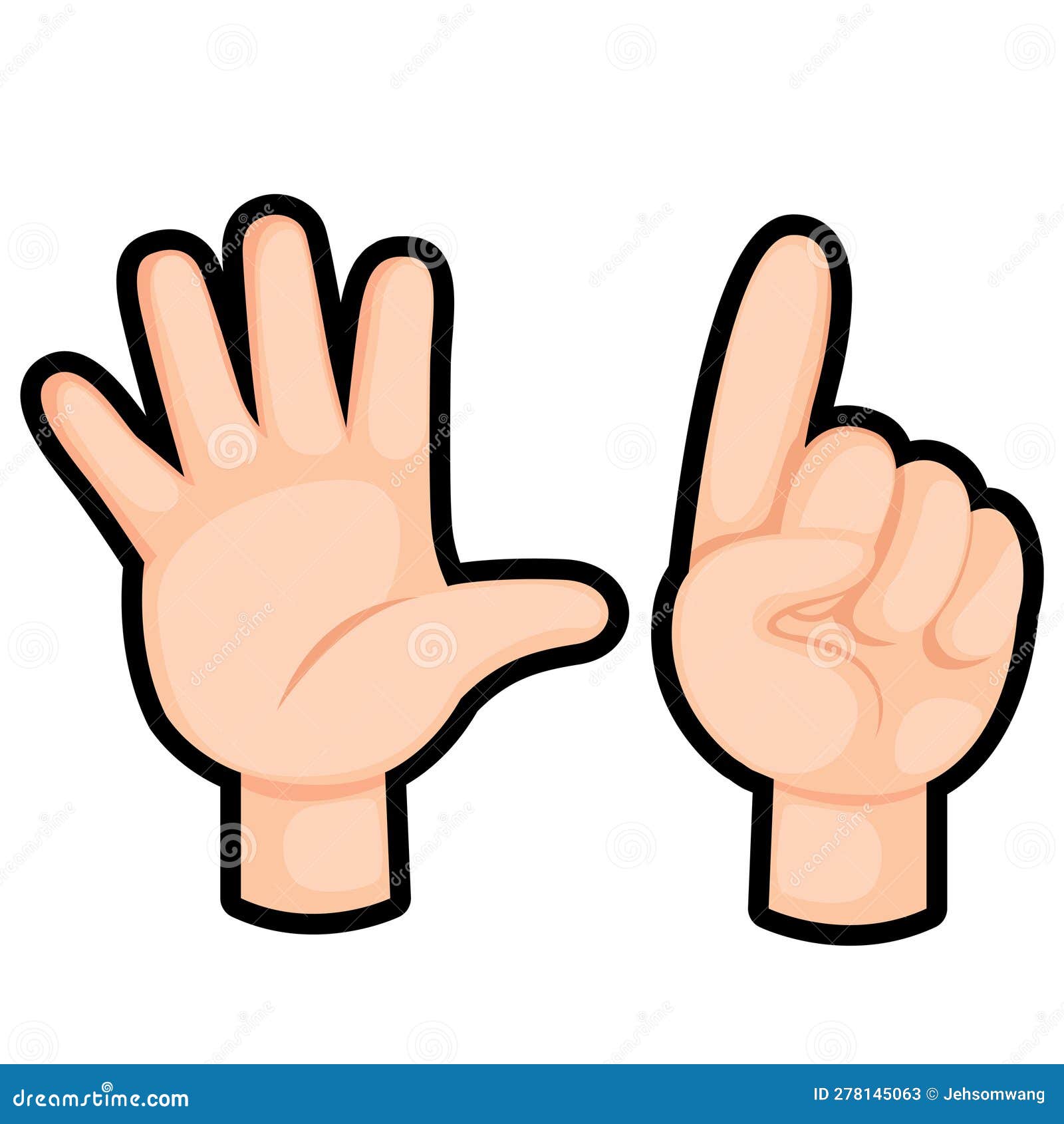Counting Hand Signs, Pink And Yellow Background, Hand Signs Cartoon ...