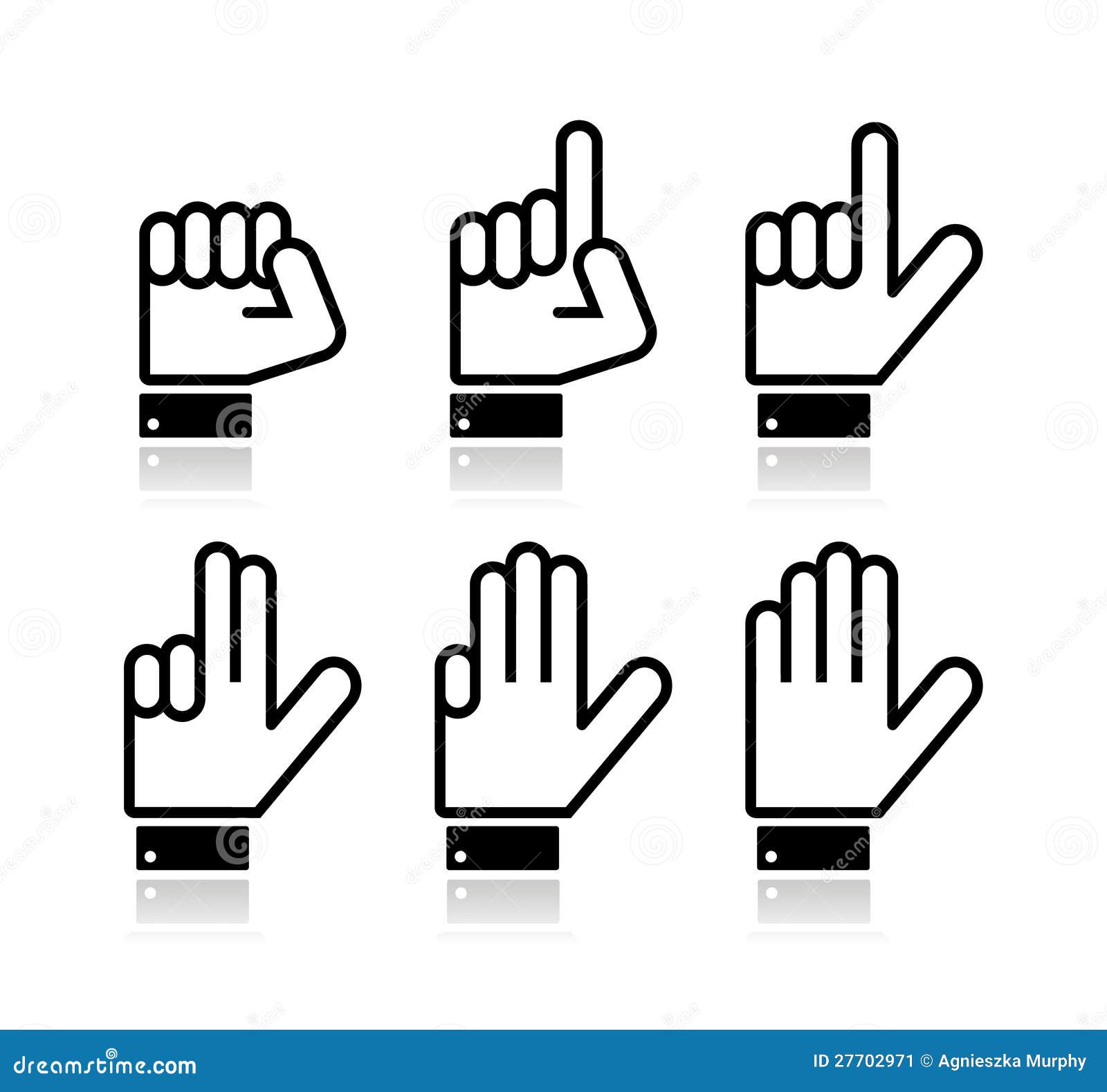 Counting Hand Signs - Vector Isolated on White Stock Vector ...
