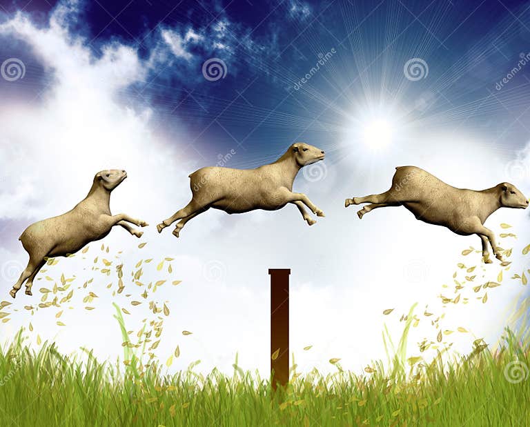 Counting jumping sheep stock illustration. Illustration of lamb - 9744663