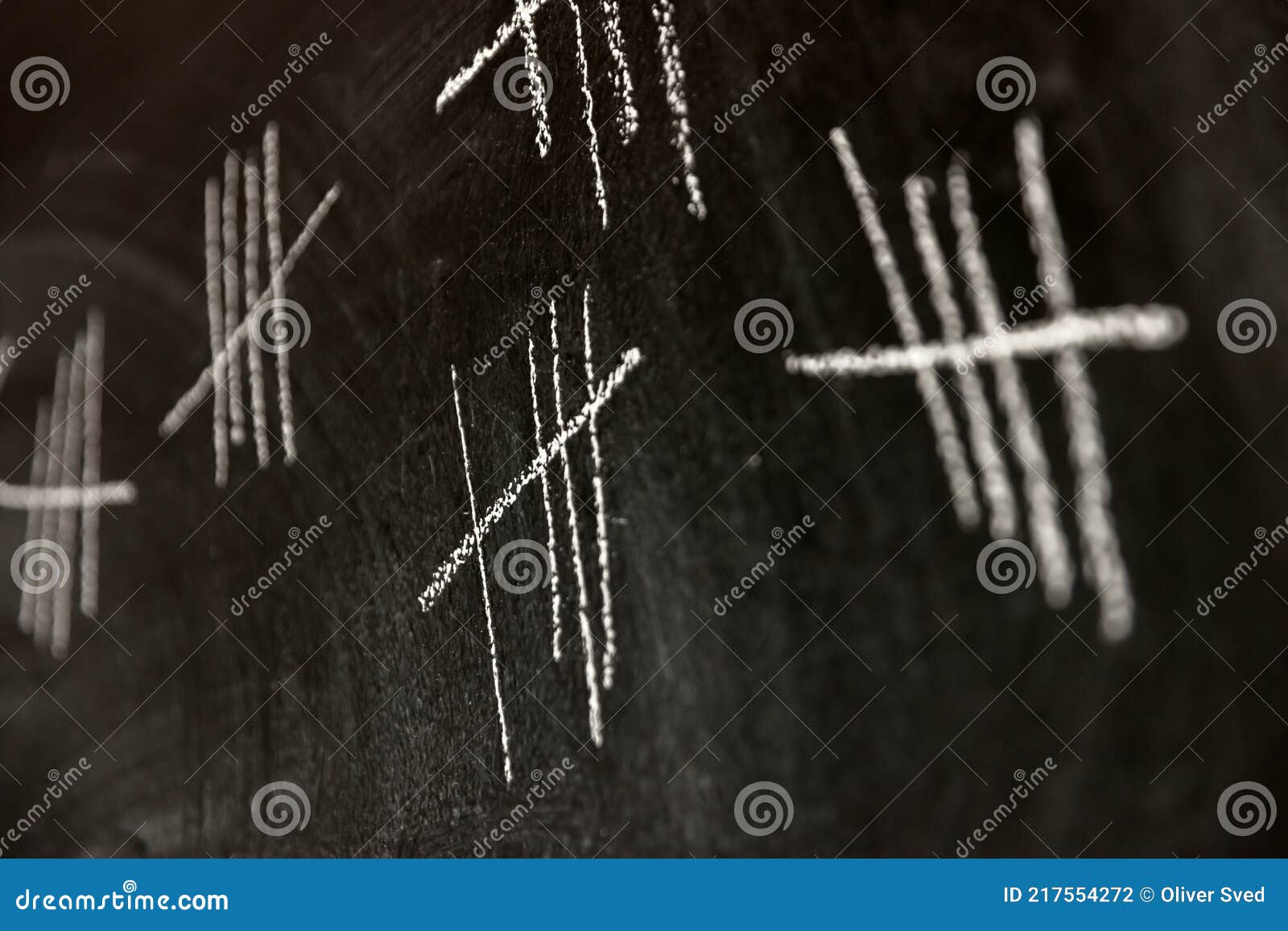 Counting with Lines on Dark Black Chalk Board Stock Photo - Image of ...