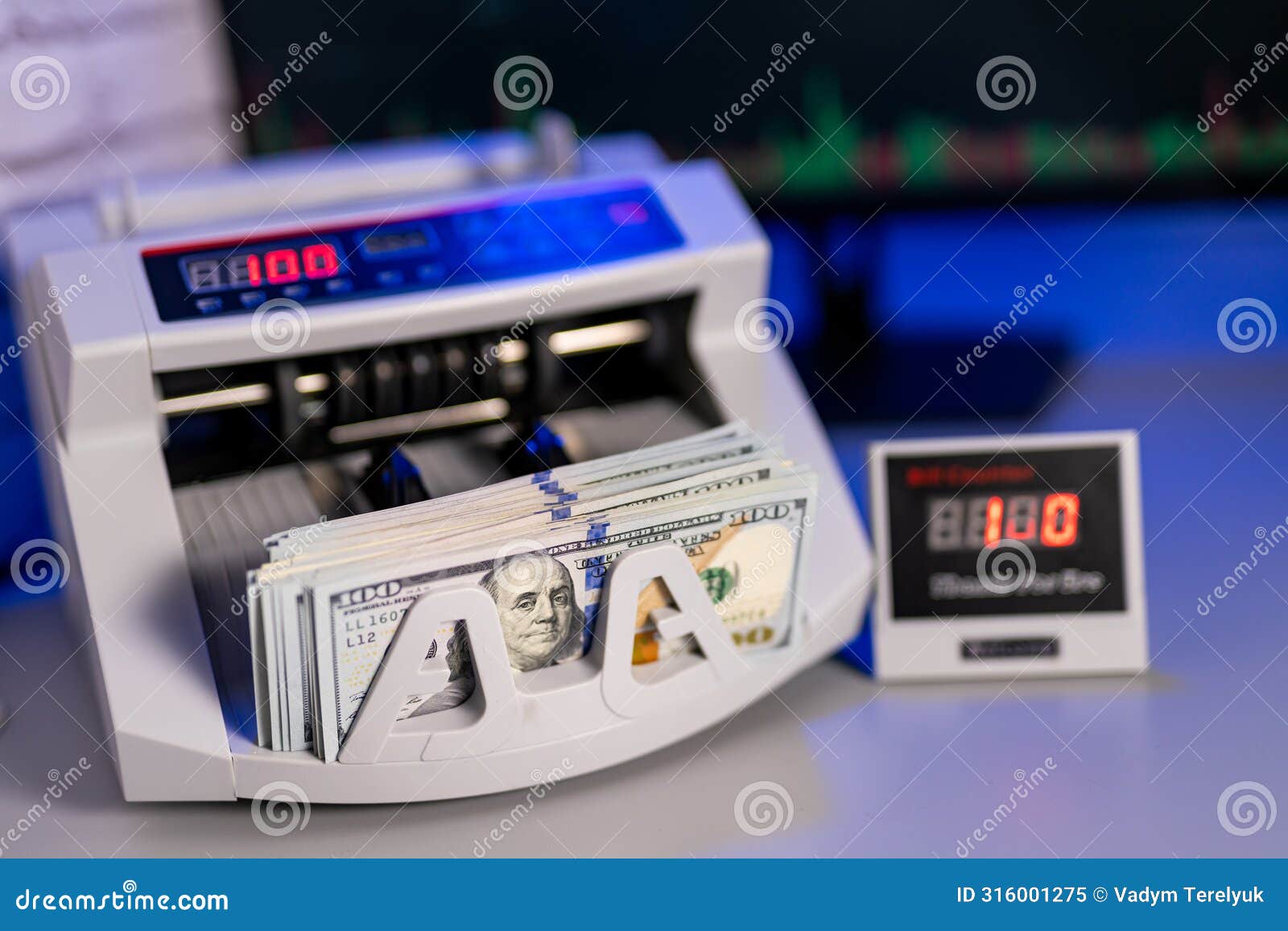 Counting Machine Dollar Banknotes. Banking System for Counting Dollars ...