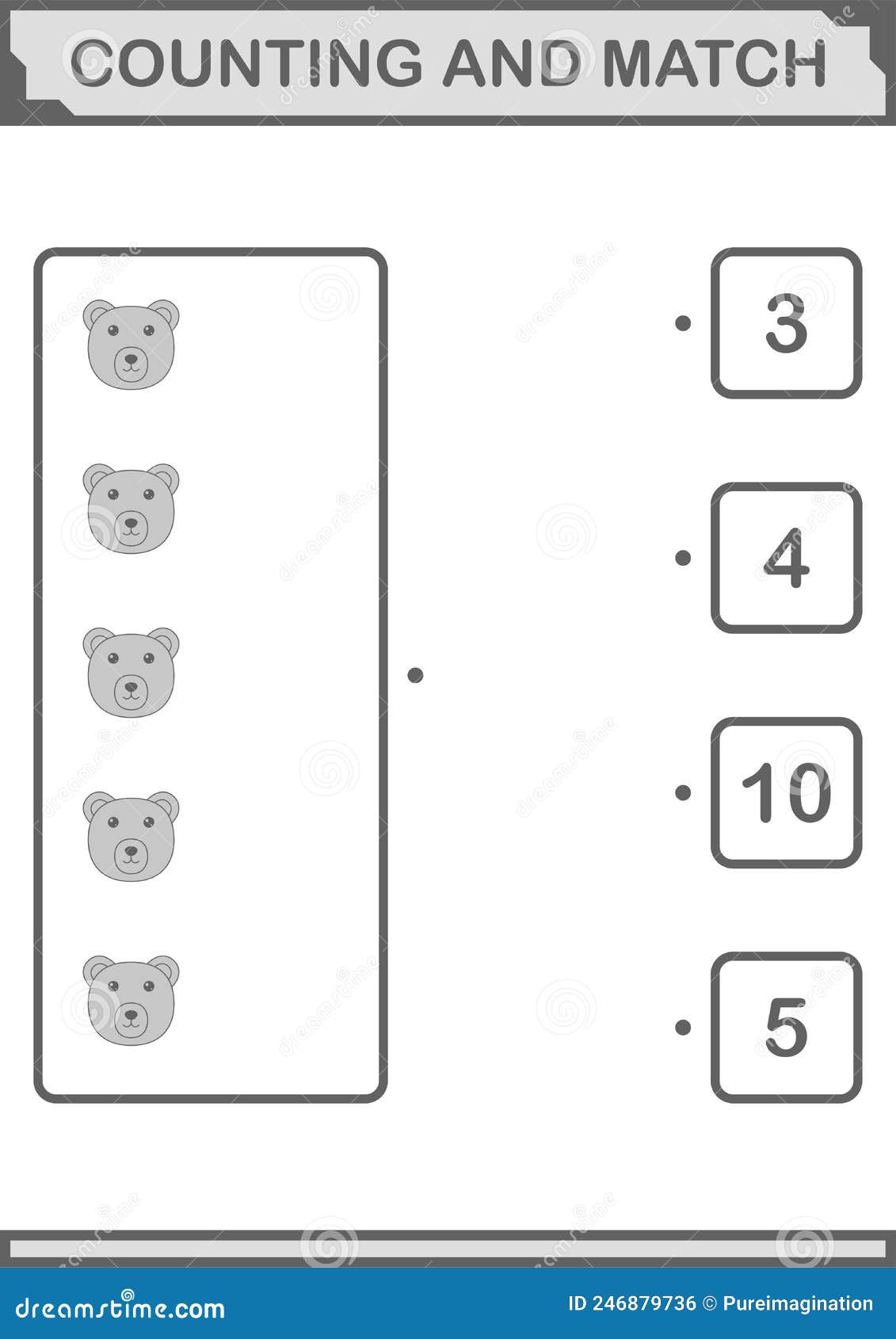 Counting and Match Bear Face. Worksheet for Kids Stock Vector ...