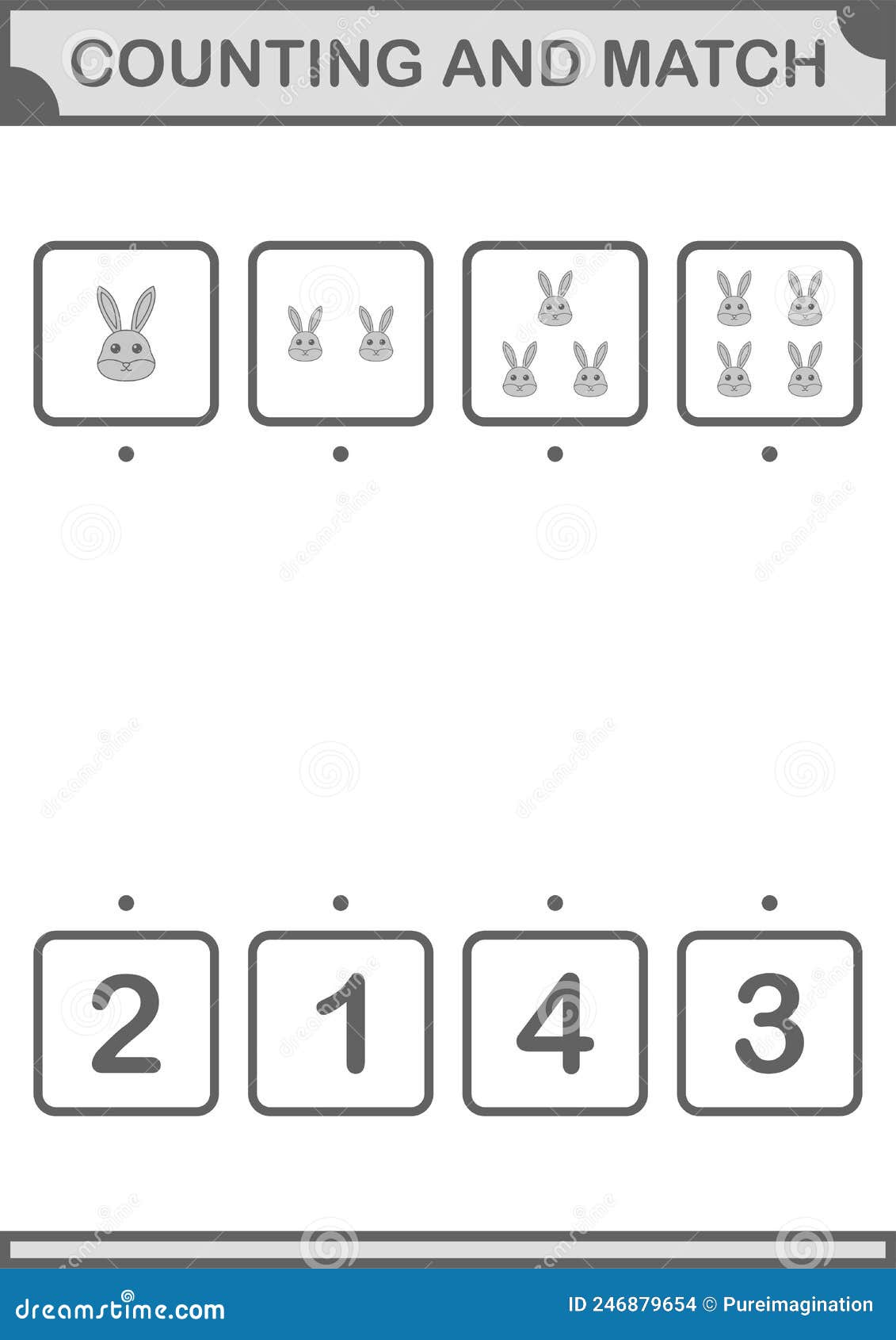 Counting and Match Rabbit Face. Worksheet for Kids Stock Vector ...
