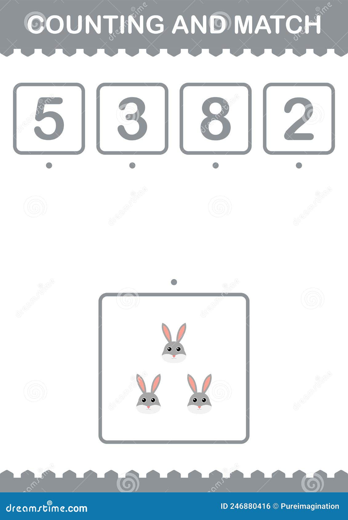 Counting and Match Rabbit Face. Worksheet for Kids Stock Vector ...