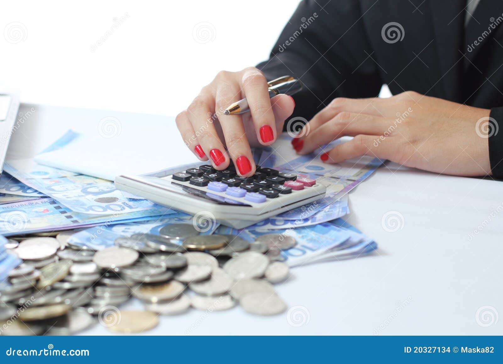 Counting Money stock photo. Image of female, peso, work - 20327134