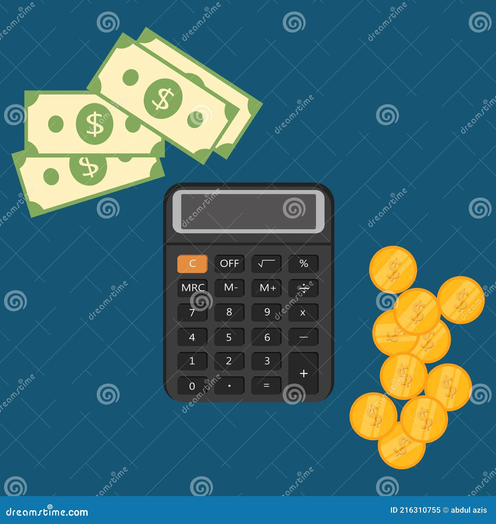 Counting Money Using the Calculator. Flat Design Vector Illustrations ...