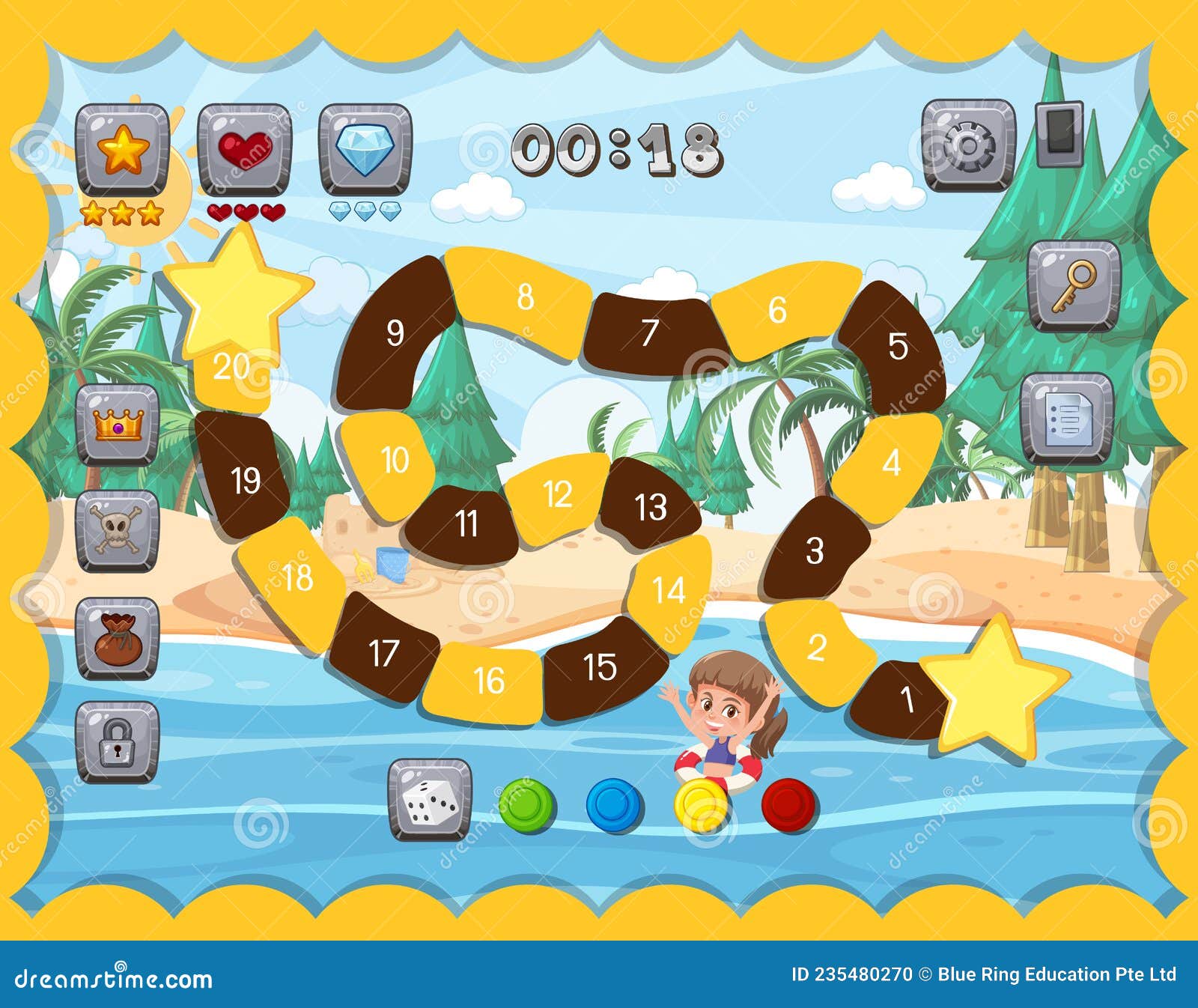 Counting Number Game Template for Kid Stock Vector - Illustration of ...