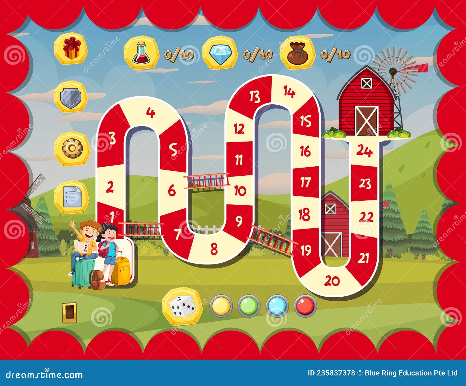 Counting Number Game Template for Kid Stock Vector - Illustration of ...