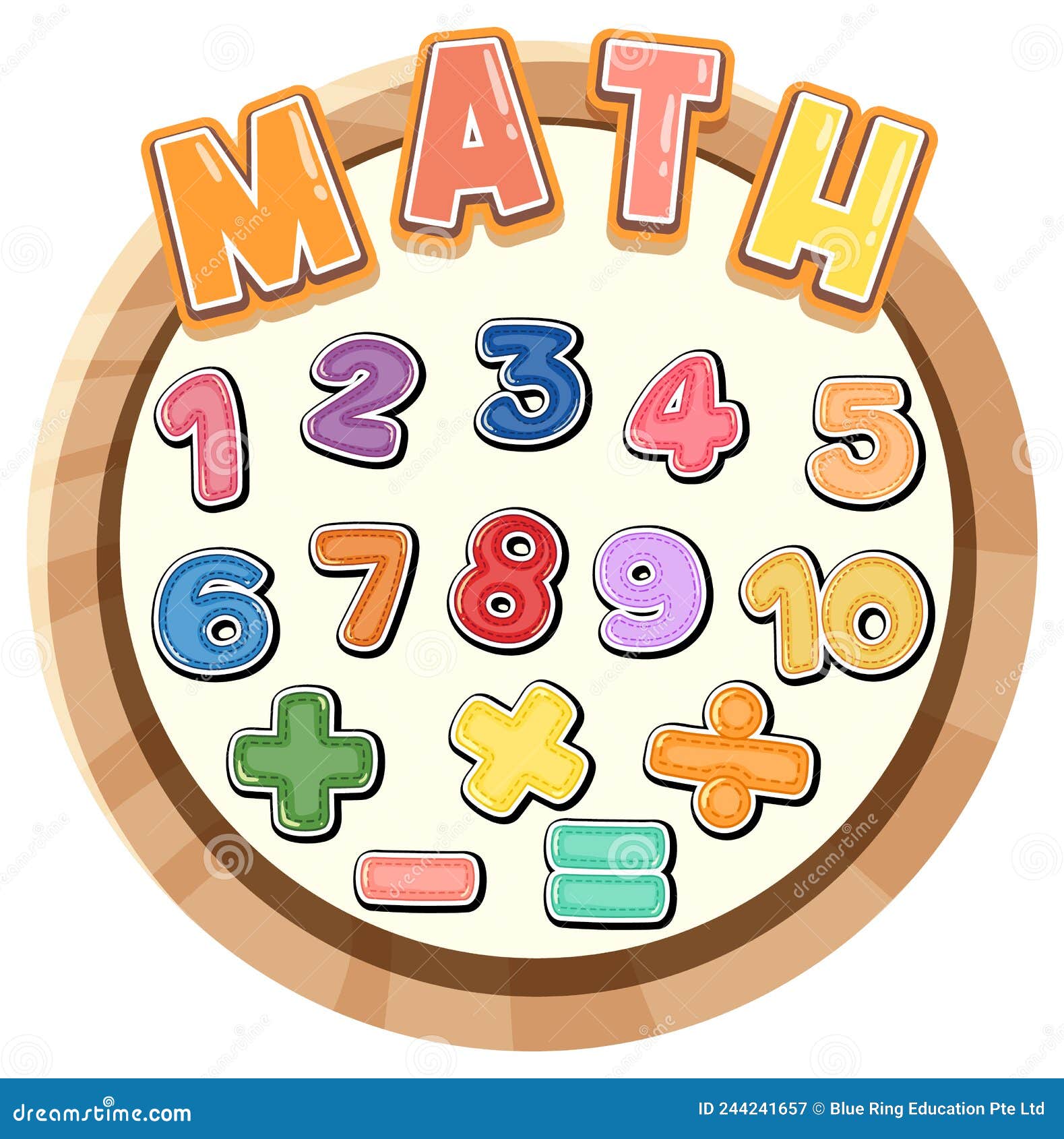 Counting Number 0 To 9 and Math Symbols Stock Vector - Illustration of ...