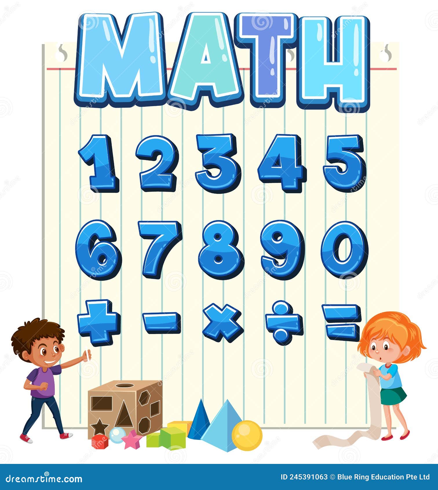 Counting Number 0 To 9 and Math Symbols Stock Vector - Illustration of ...