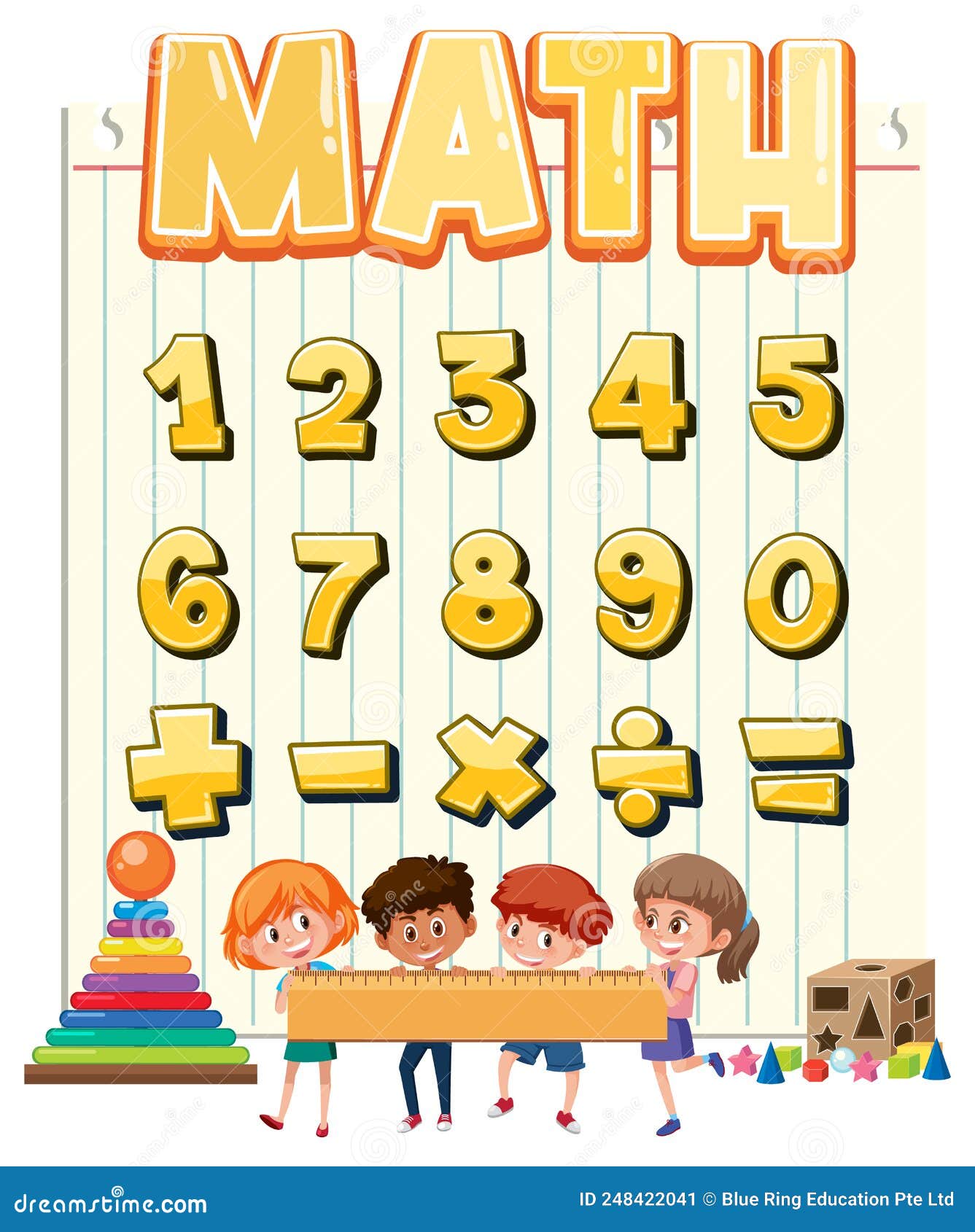 Counting Number 0 To 9 and Math Symbols Stock Vector - Illustration of ...