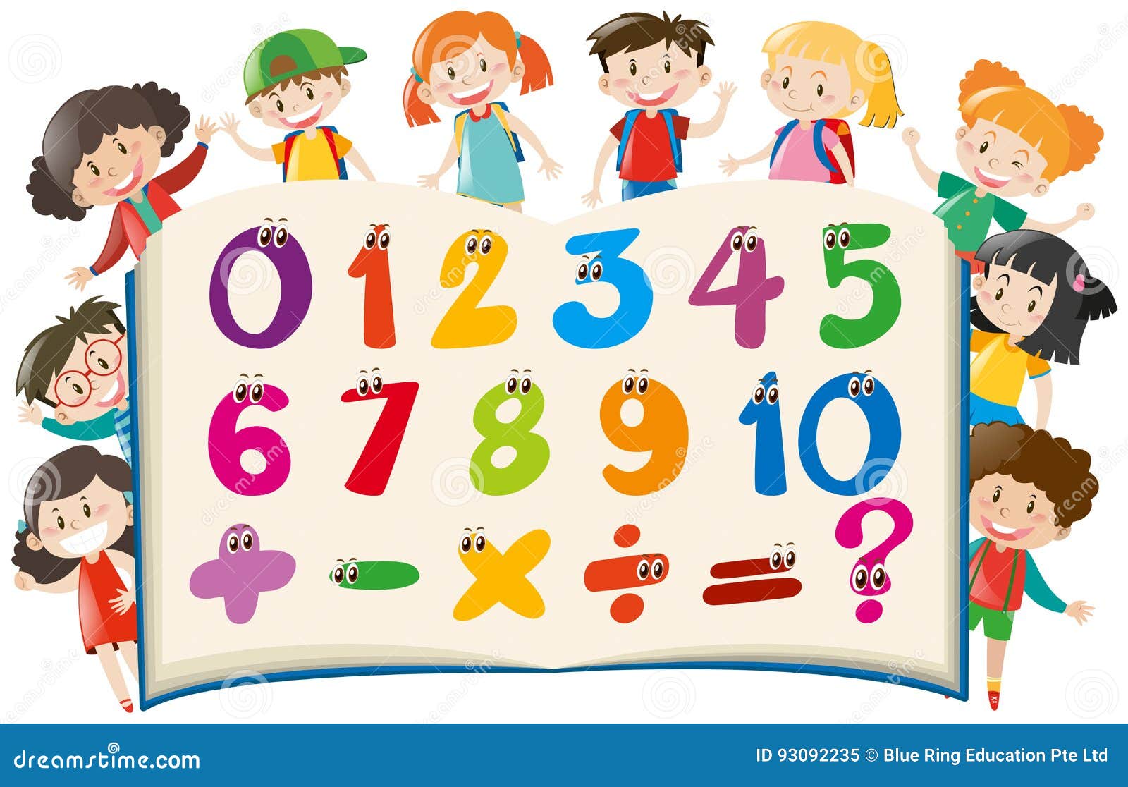 Counting Numbers with Happy Children Stock Vector - Illustration of ...
