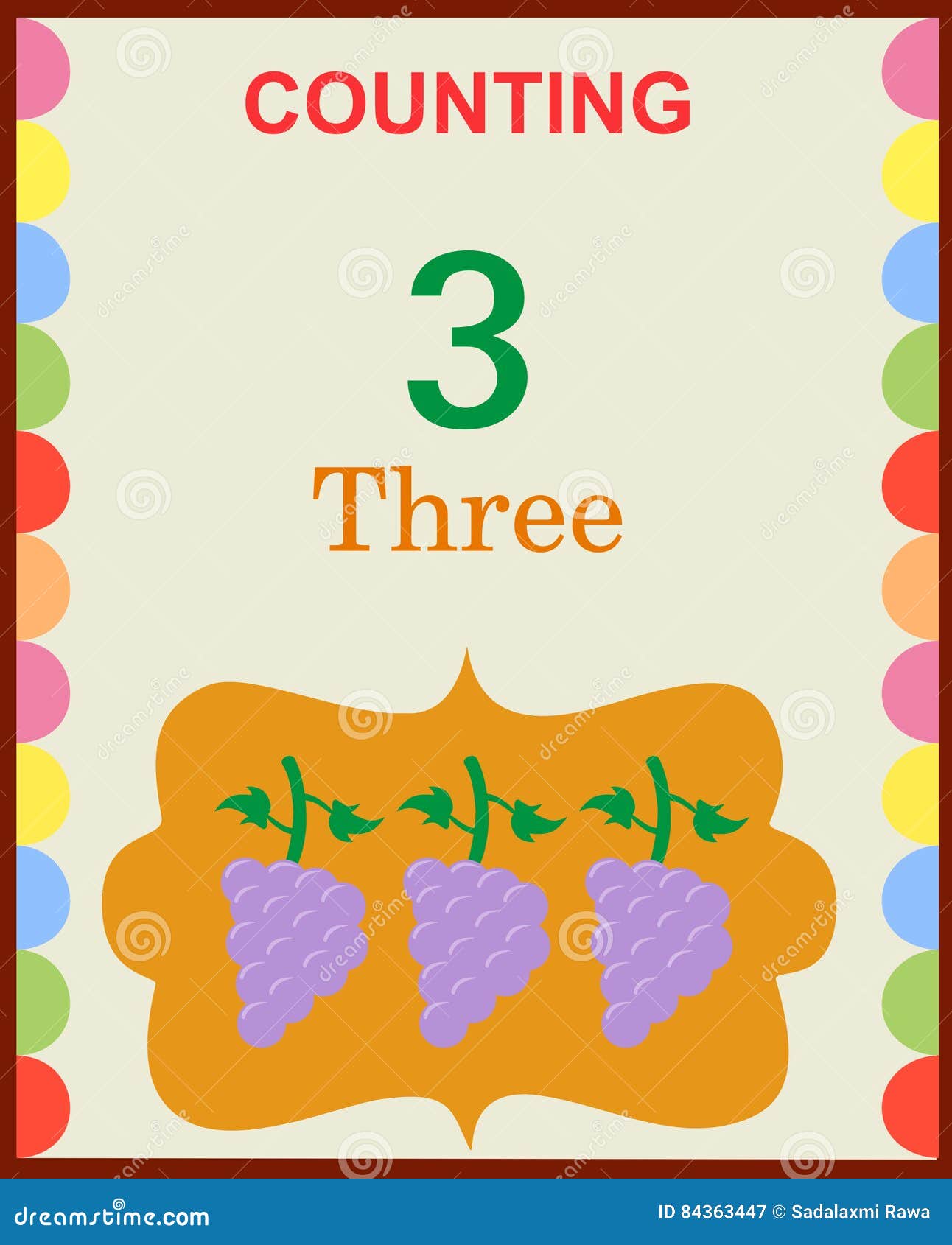 Counting numbers 3 stock vector. Illustration of elementary - 84363447