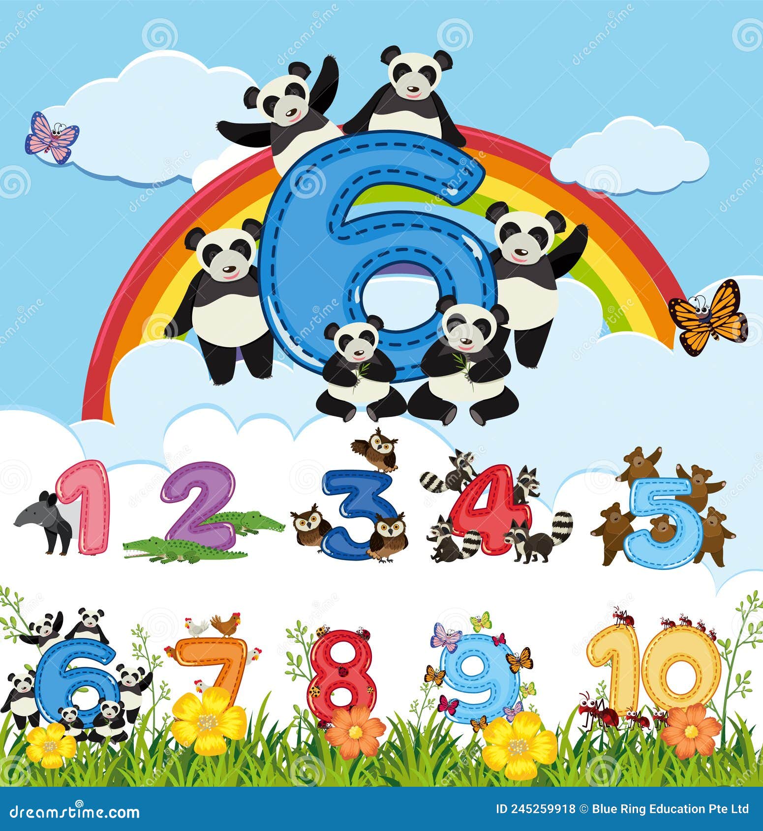 Counting Numbers from Zero To Nine Stock Vector - Illustration of ...