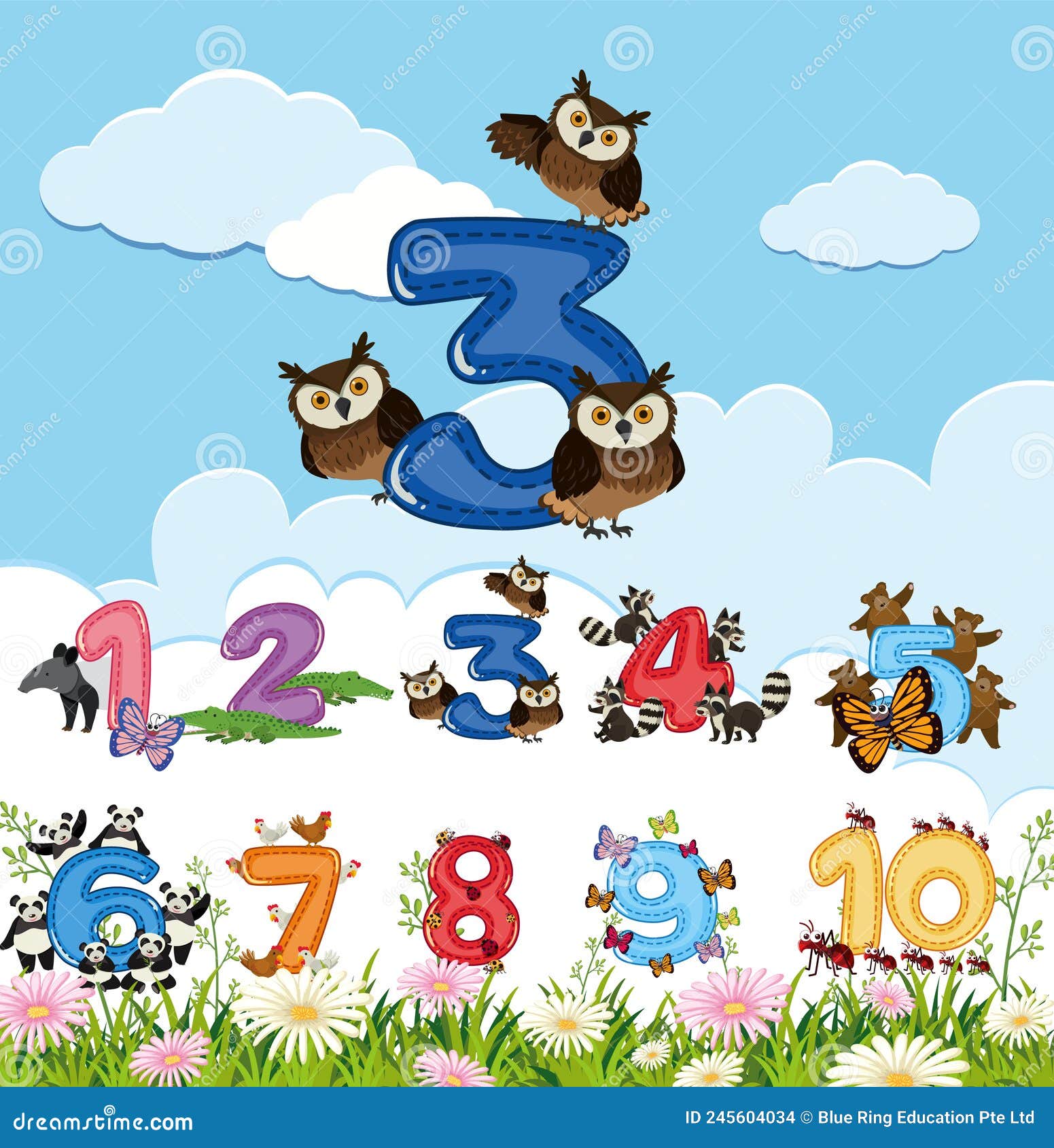 Counting Numbers from Zero To Nine Stock Vector - Illustration of ...