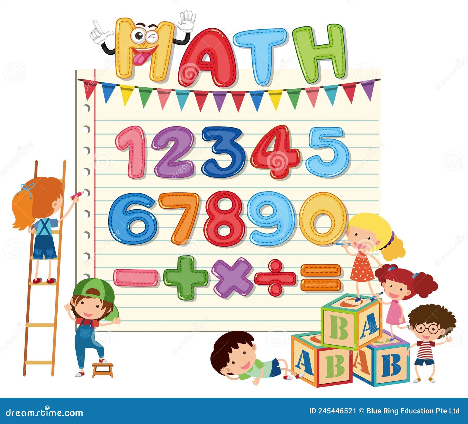 Counting Numbers from Zero To Nine and Math Symbols Stock Vector ...