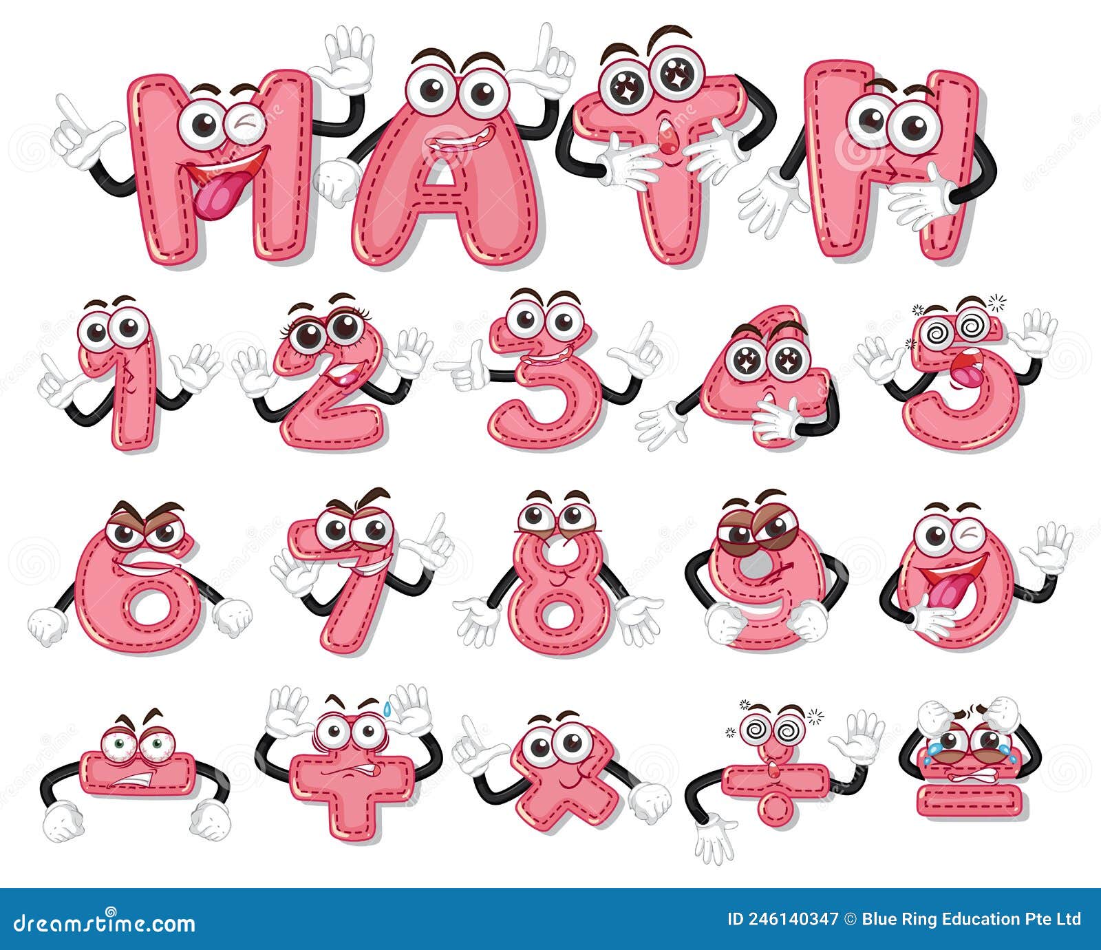 Counting Numbers from Zero To Nine and Math Symbols Stock Vector ...