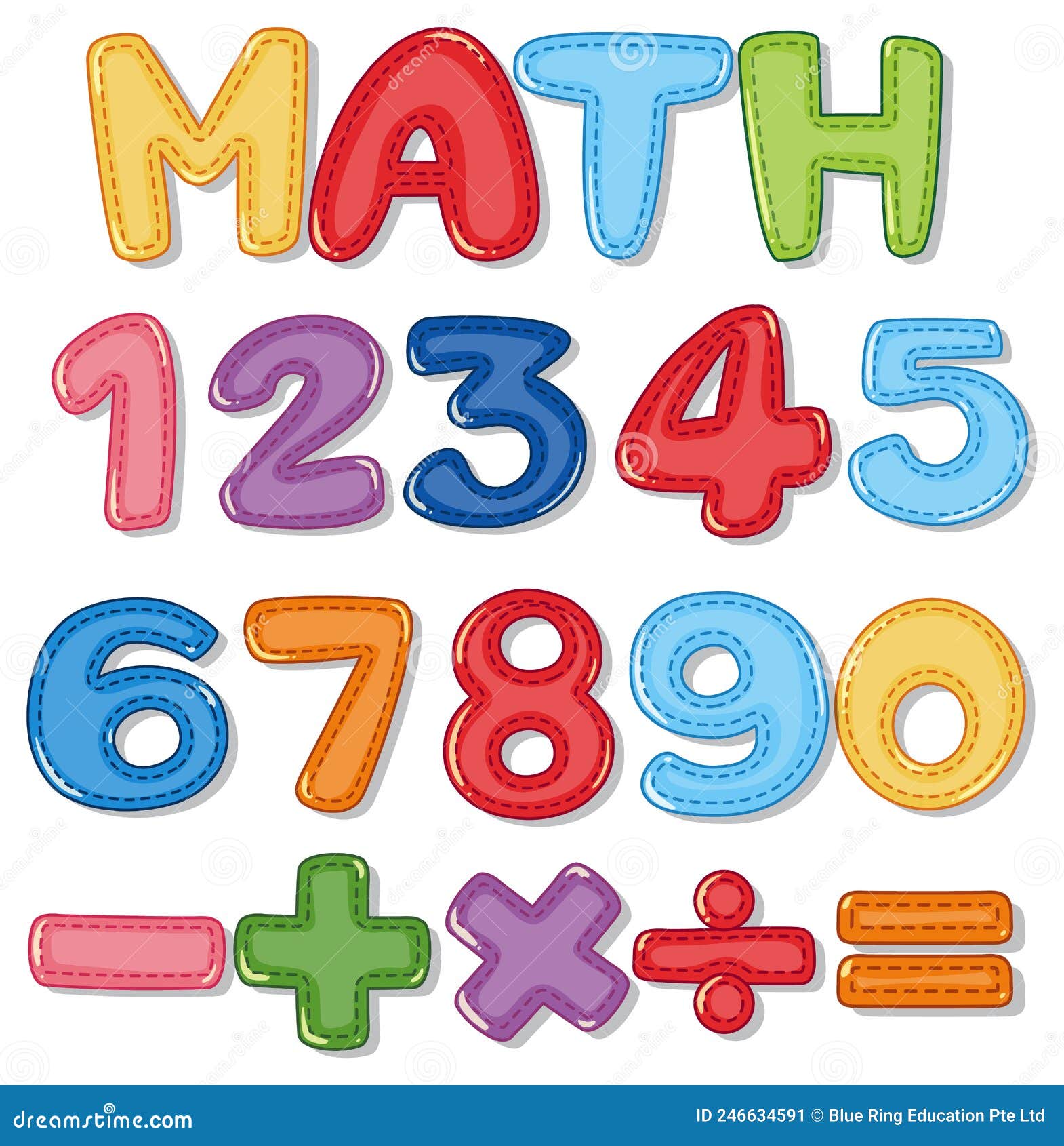 Counting Numbers from Zero To Nine and Math Symbols Stock Vector ...