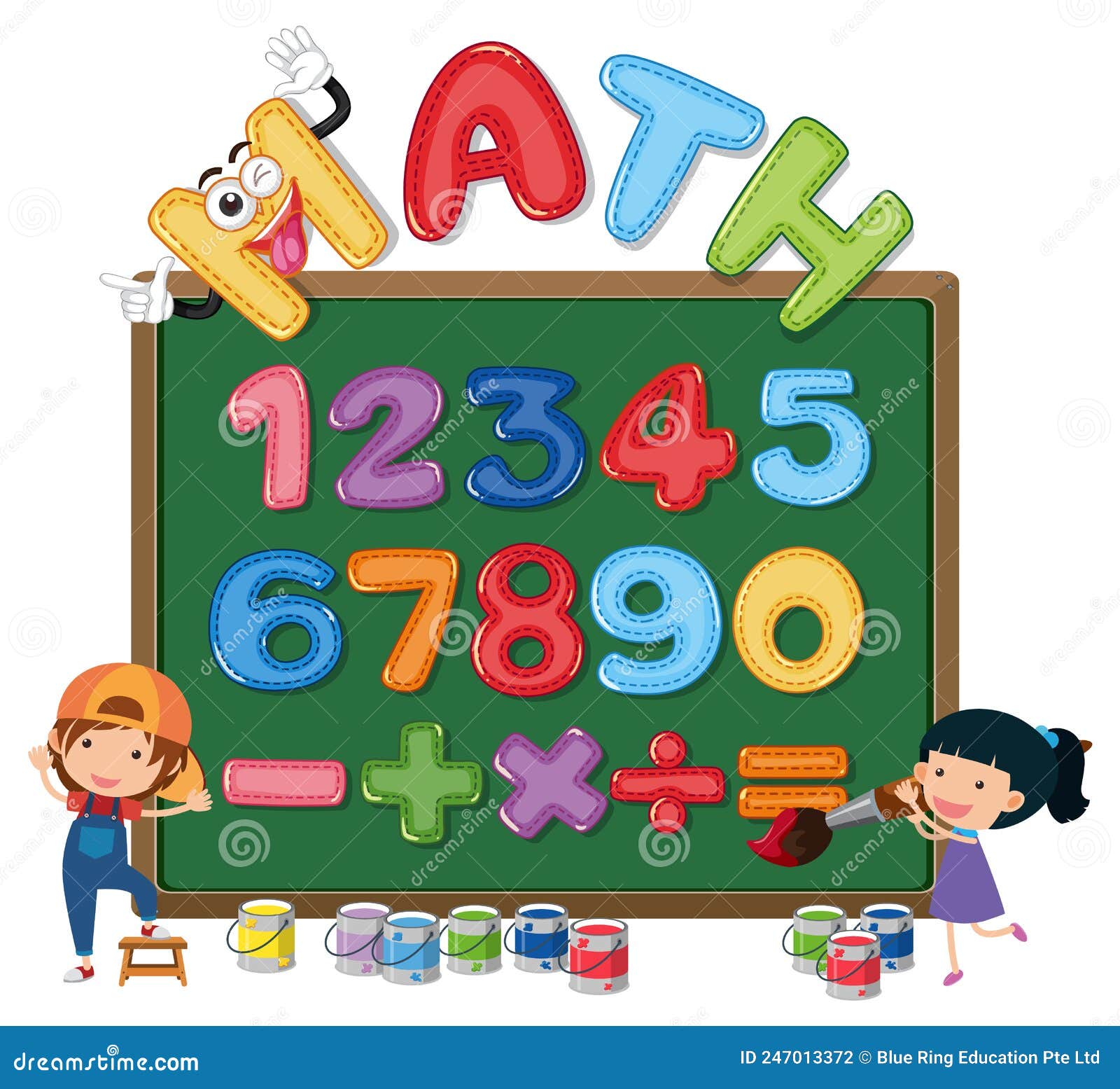 Counting Numbers from Zero To Nine and Math Symbols Stock Vector ...