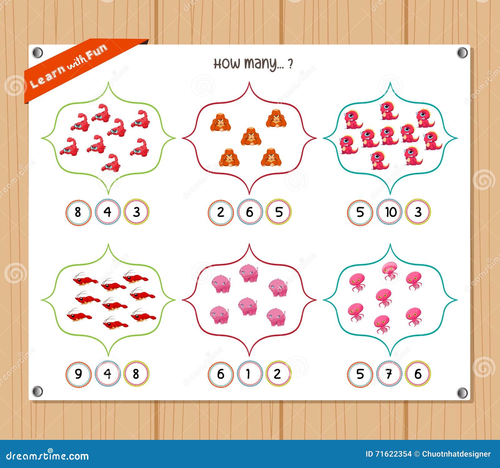 Counting Object for Kids - Education Worksheet Stock Vector ...