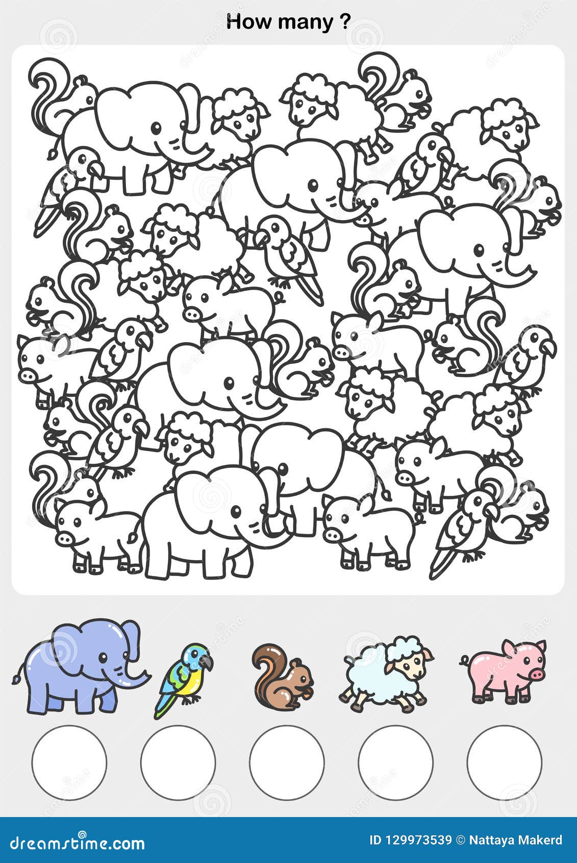 Counting and Painting Color the Objects. Write the Number in the Circle ...