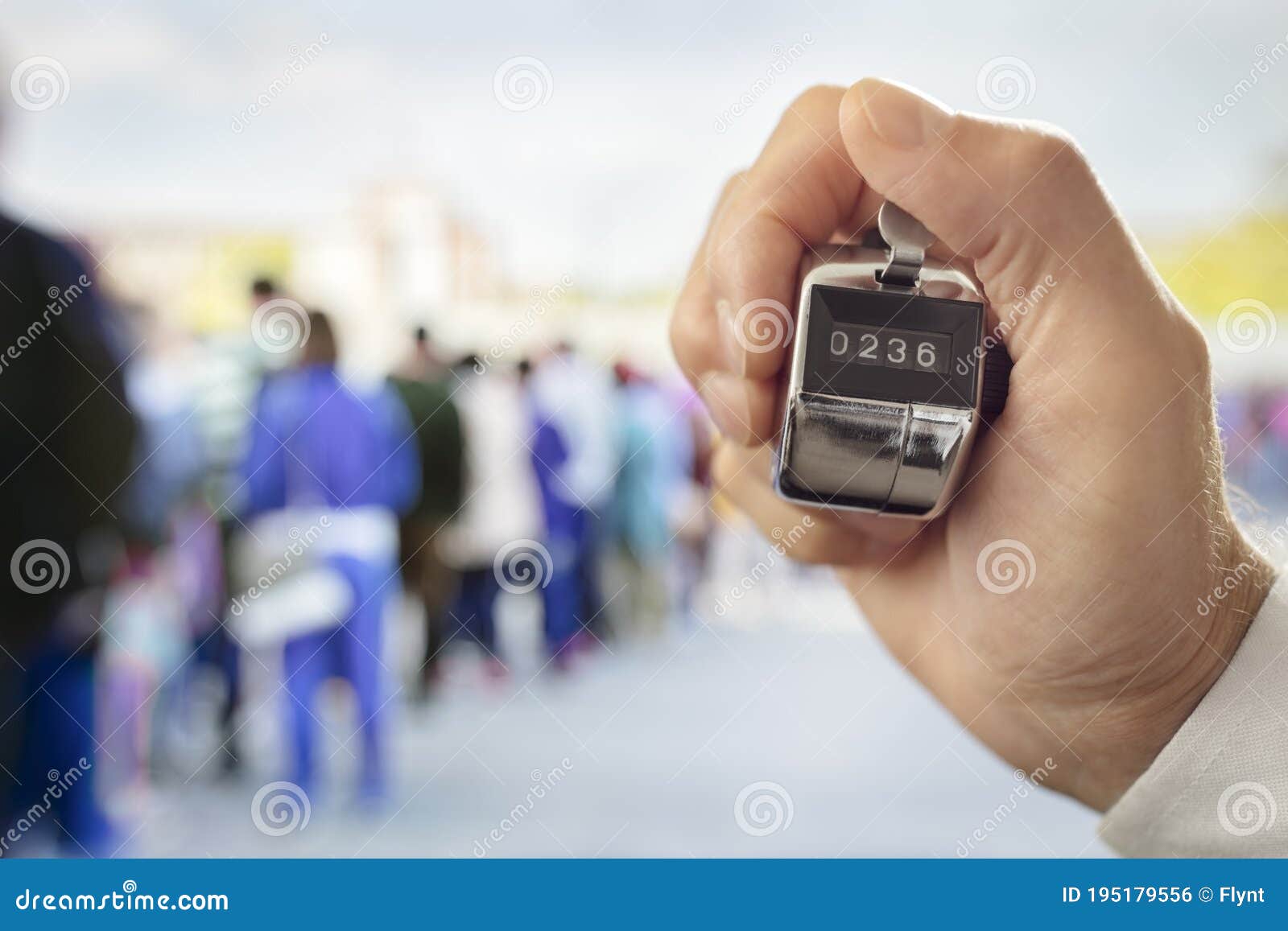 Counting People with Hand Held Tally Counter Counting Headcount of ...
