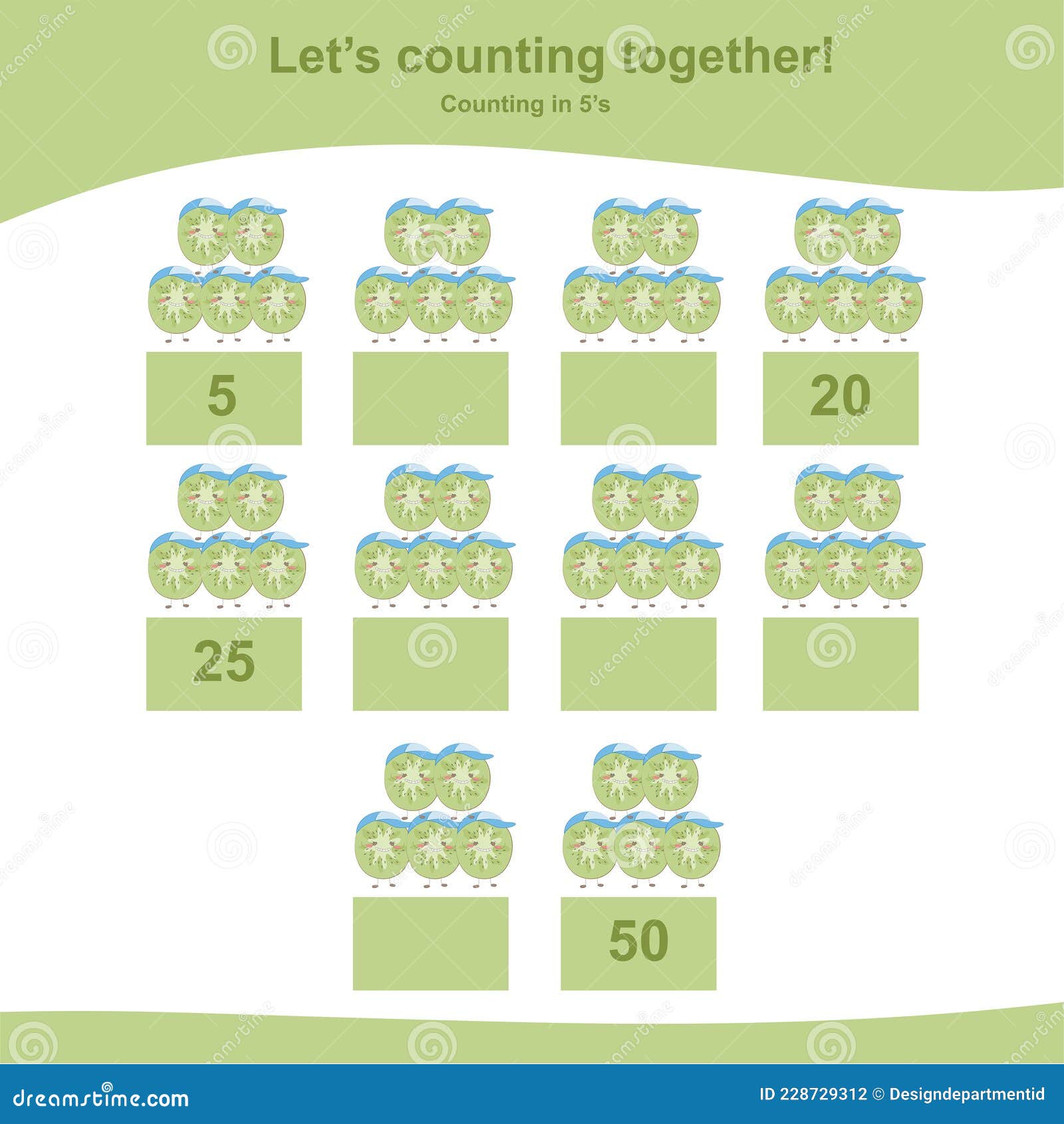 Counting in 5 S. Counting Kiwis for Children. Fruit Counting Math ...