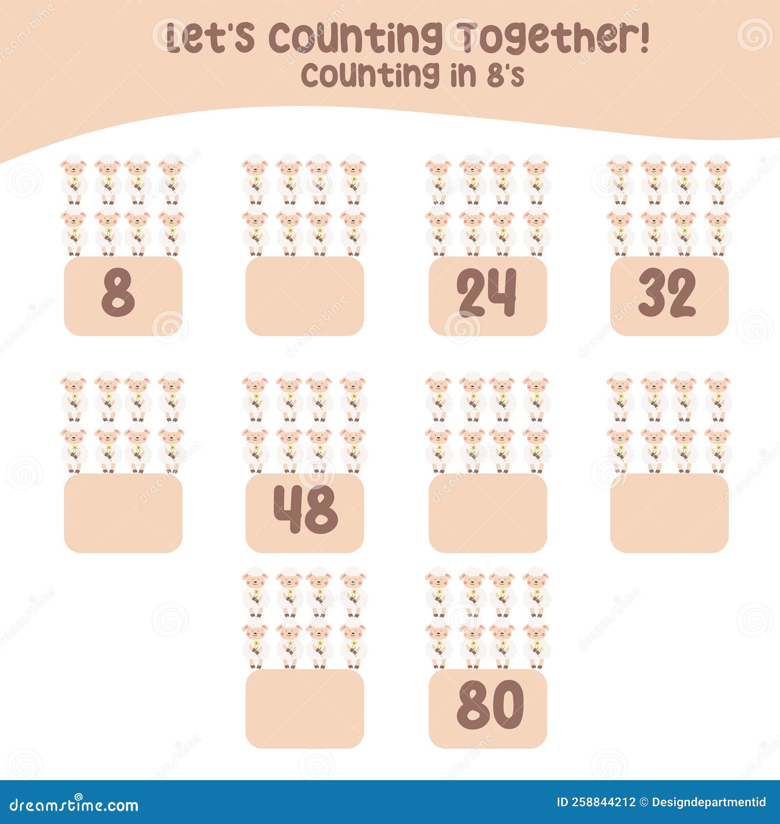 Counting in 8 S Printable Worksheet for Toddlers. Counting Printable ...