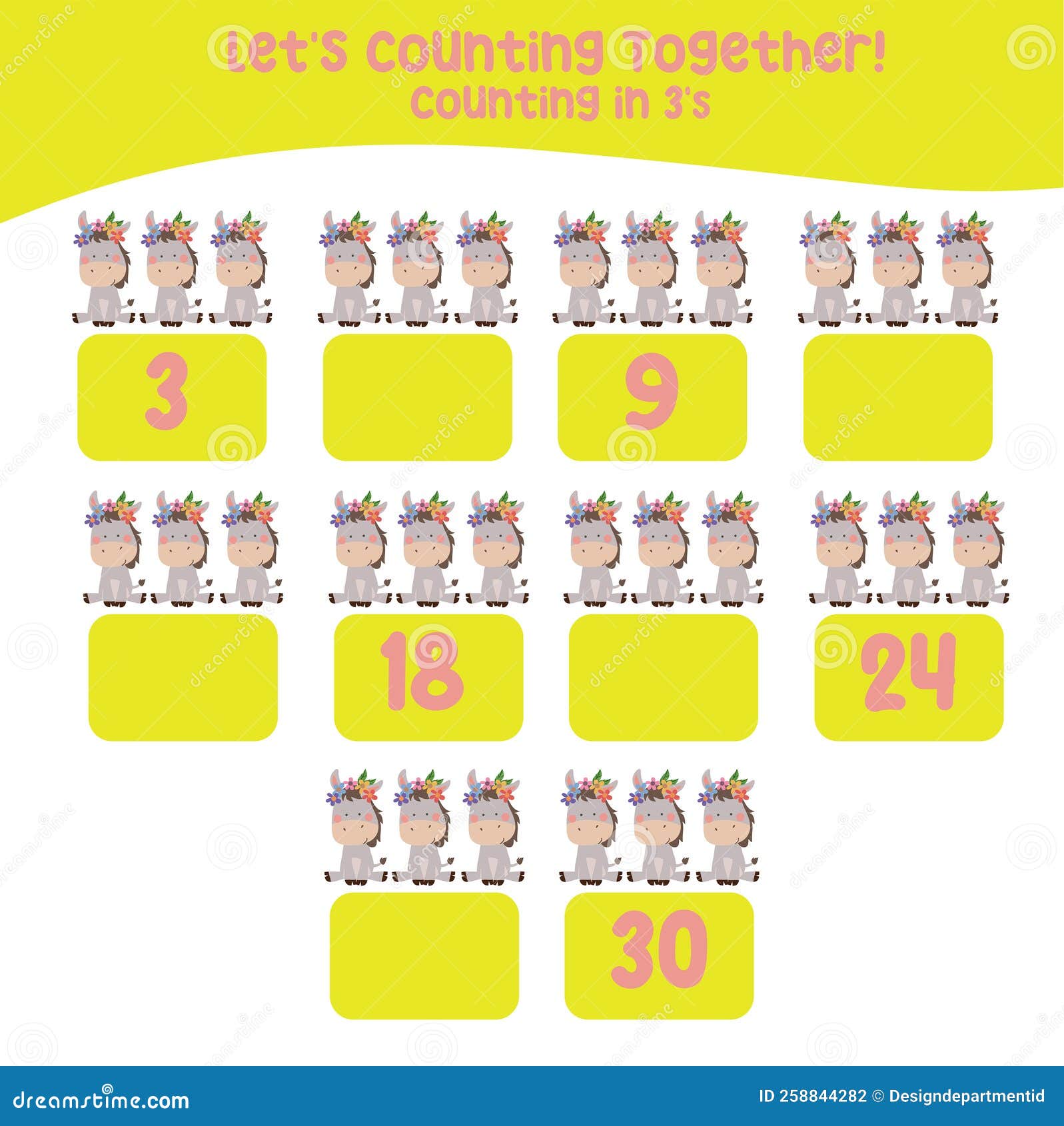 Counting in 3 S Printable Worksheet for Toddlers. Counting Printable ...