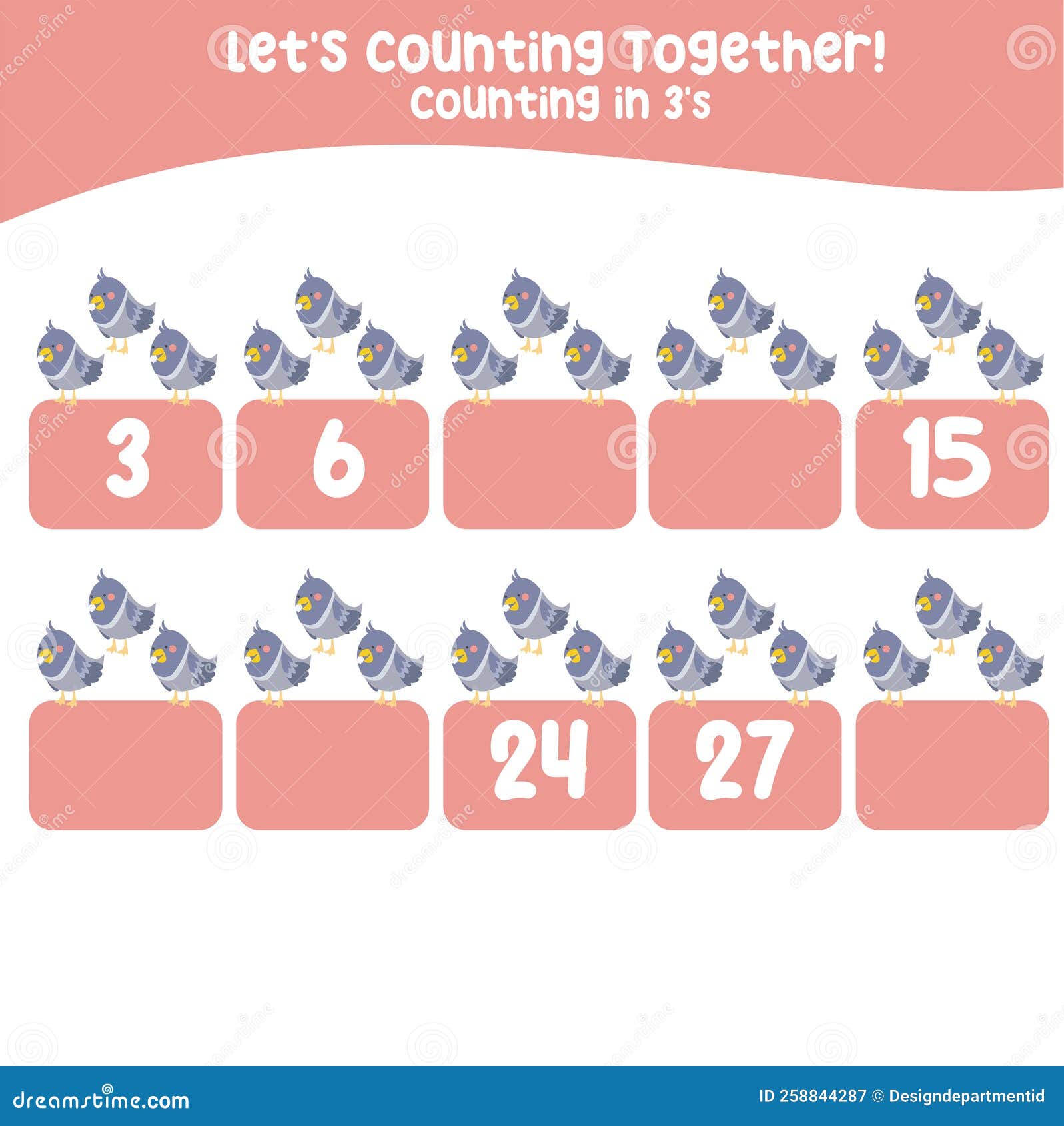 Counting in 3 S Printable Worksheet for Toddlers. Counting Printable ...