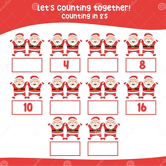 Counting by Two S the Happy Santa Claus Practising Math in Multiple of ...