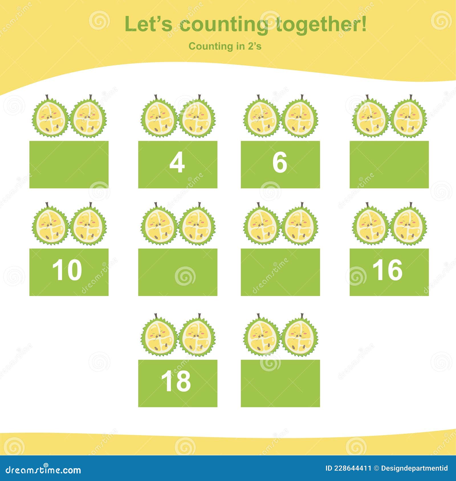 Counting in 2 S. Counting Durians for Children. Fruit Counting Math ...