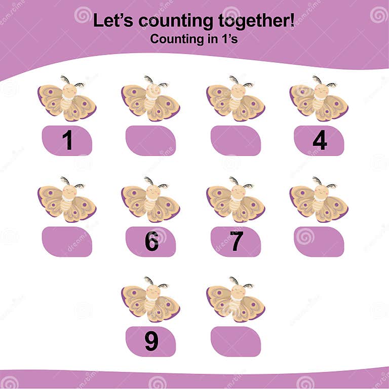 Counting in 1 S. Educational Printable Math Worksheet Stock Vector ...