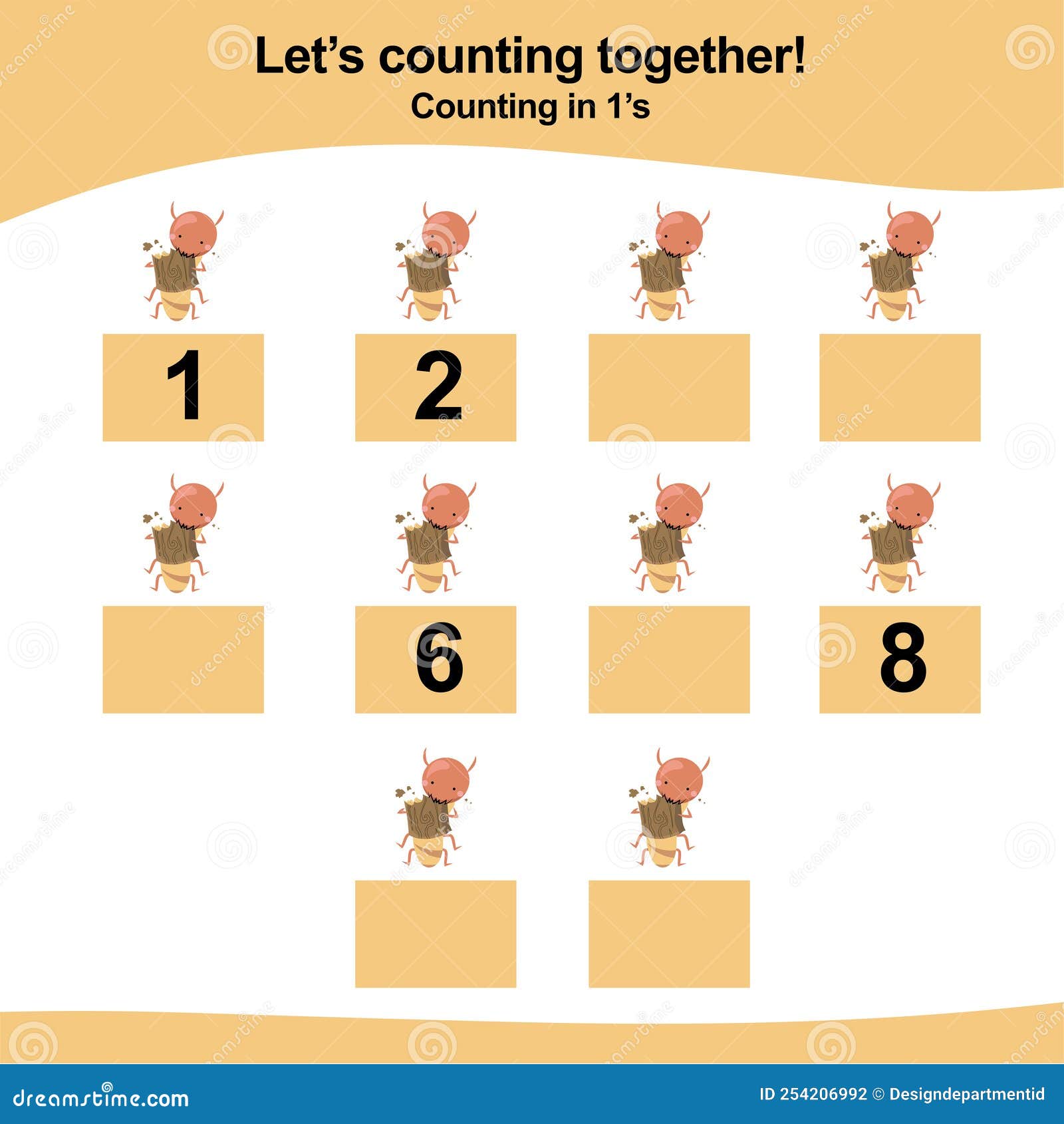 Counting in 1 S. Educational Printable Math Worksheet Stock Vector ...