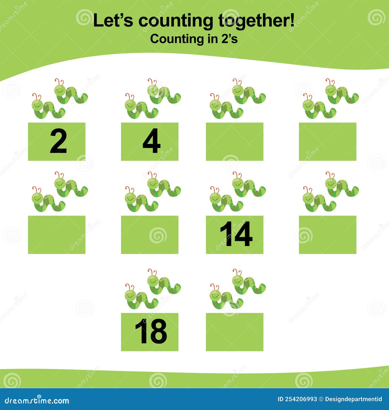Counting in 2 S. Educational Printable Math Worksheet Stock Vector ... Counting in 2 S. Educational Printable Math Worksheet Stock Vector ...