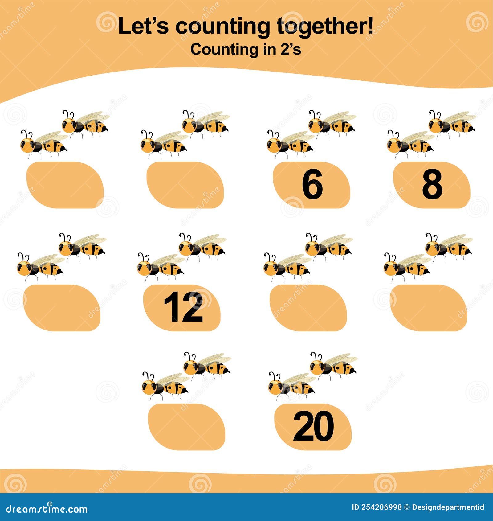 Counting in 2 S. Educational Printable Math Worksheet Stock Vector ...
