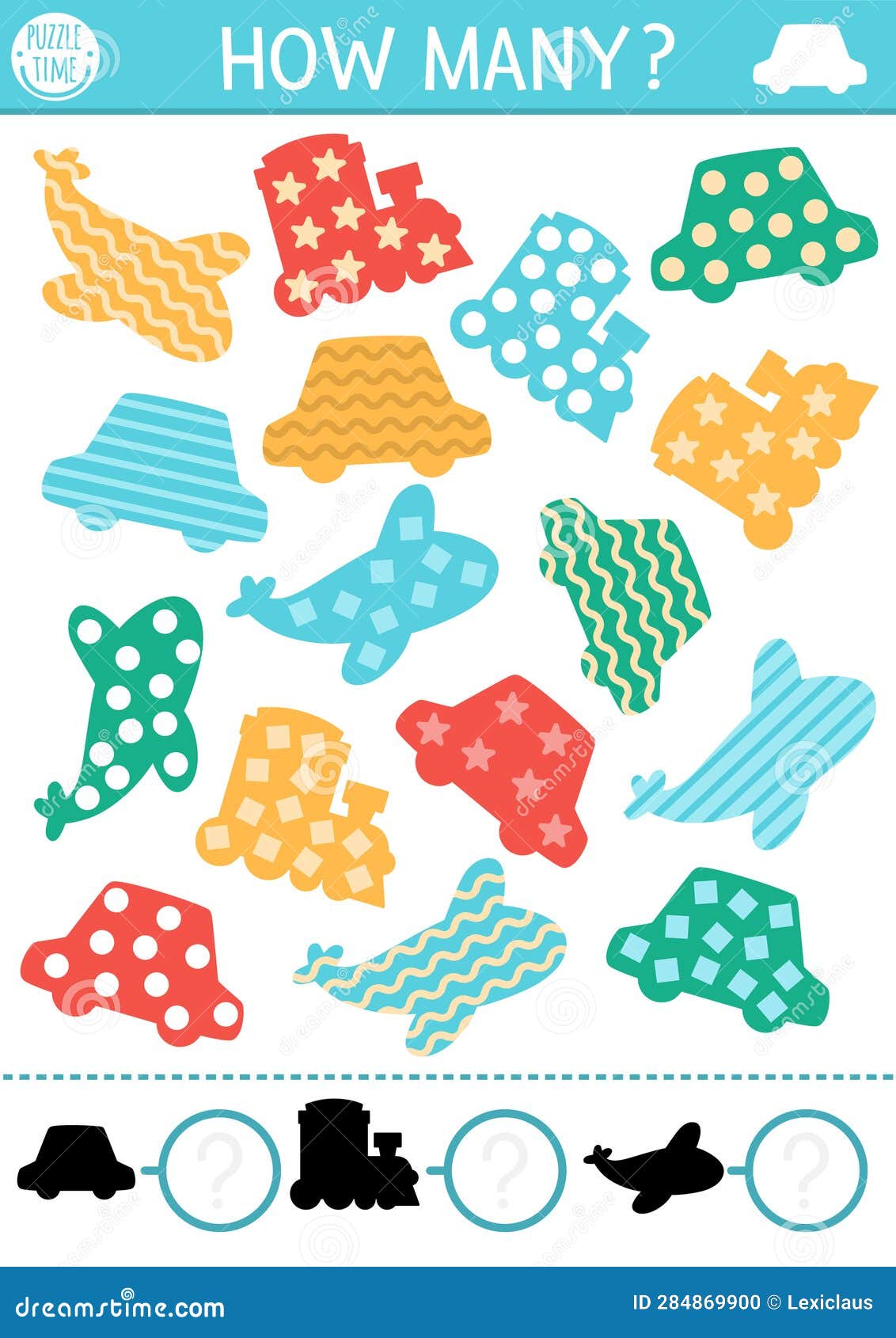 Counting And Shape Recognition Game With Cute Transport. Math And ... Counting And Shape Recognition Game With Cute Transport. Math And ...