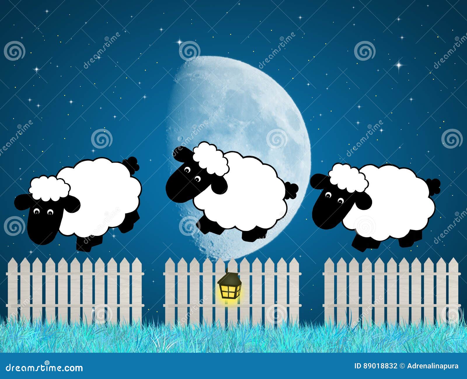 Counting sheep stock illustration. Illustration of blue - 89018832