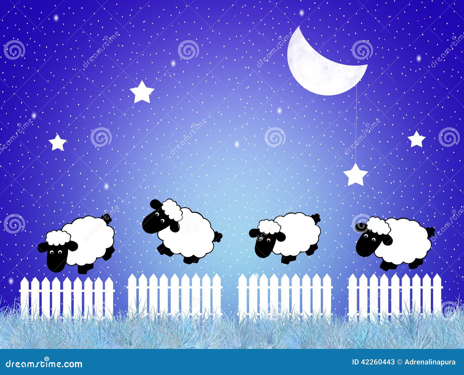 Counting sheep stock illustration. Illustration of fence - 42260443