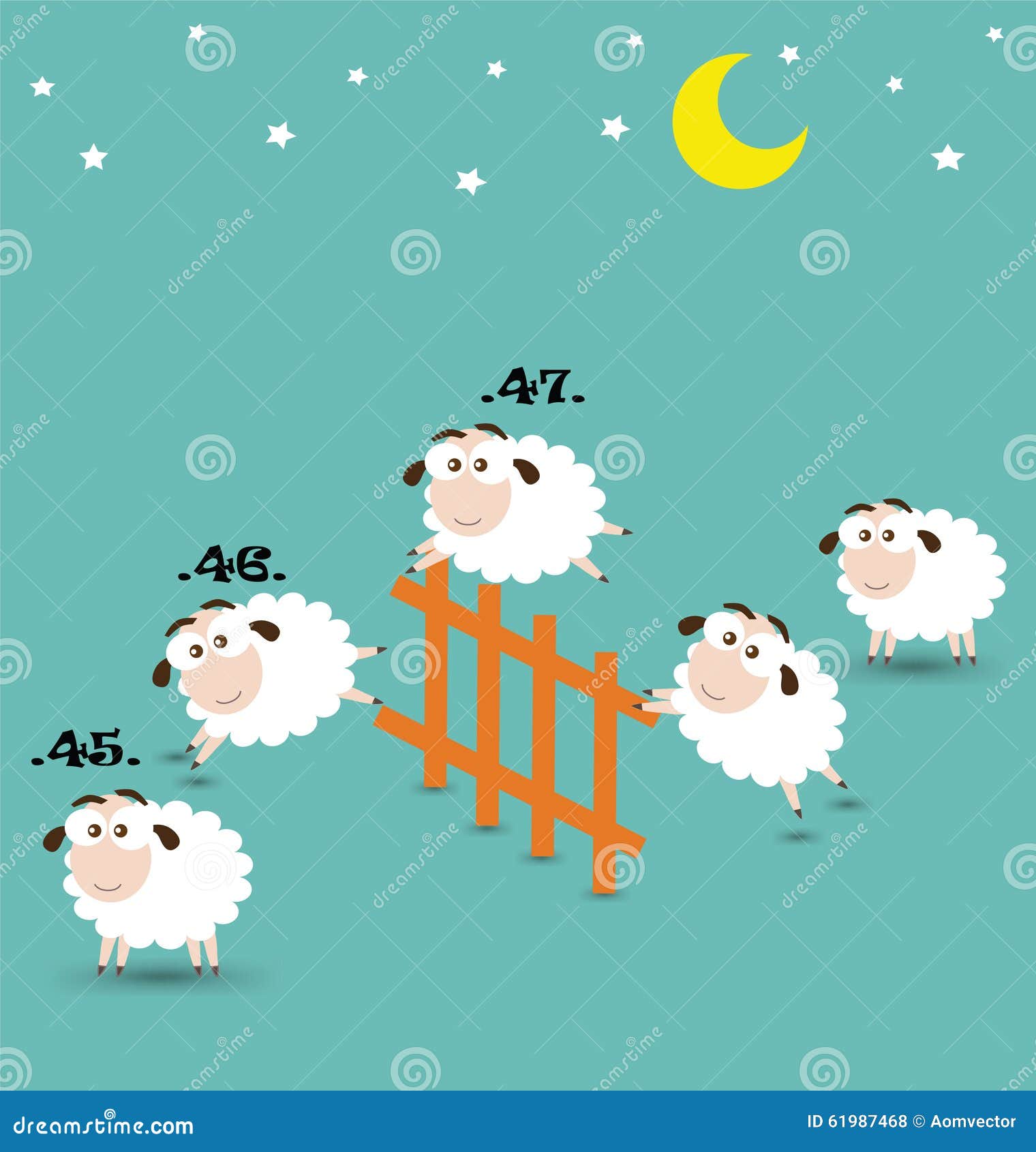 Counting Sheep Jumping Over Fence Stock Vector - Illustration of number ...