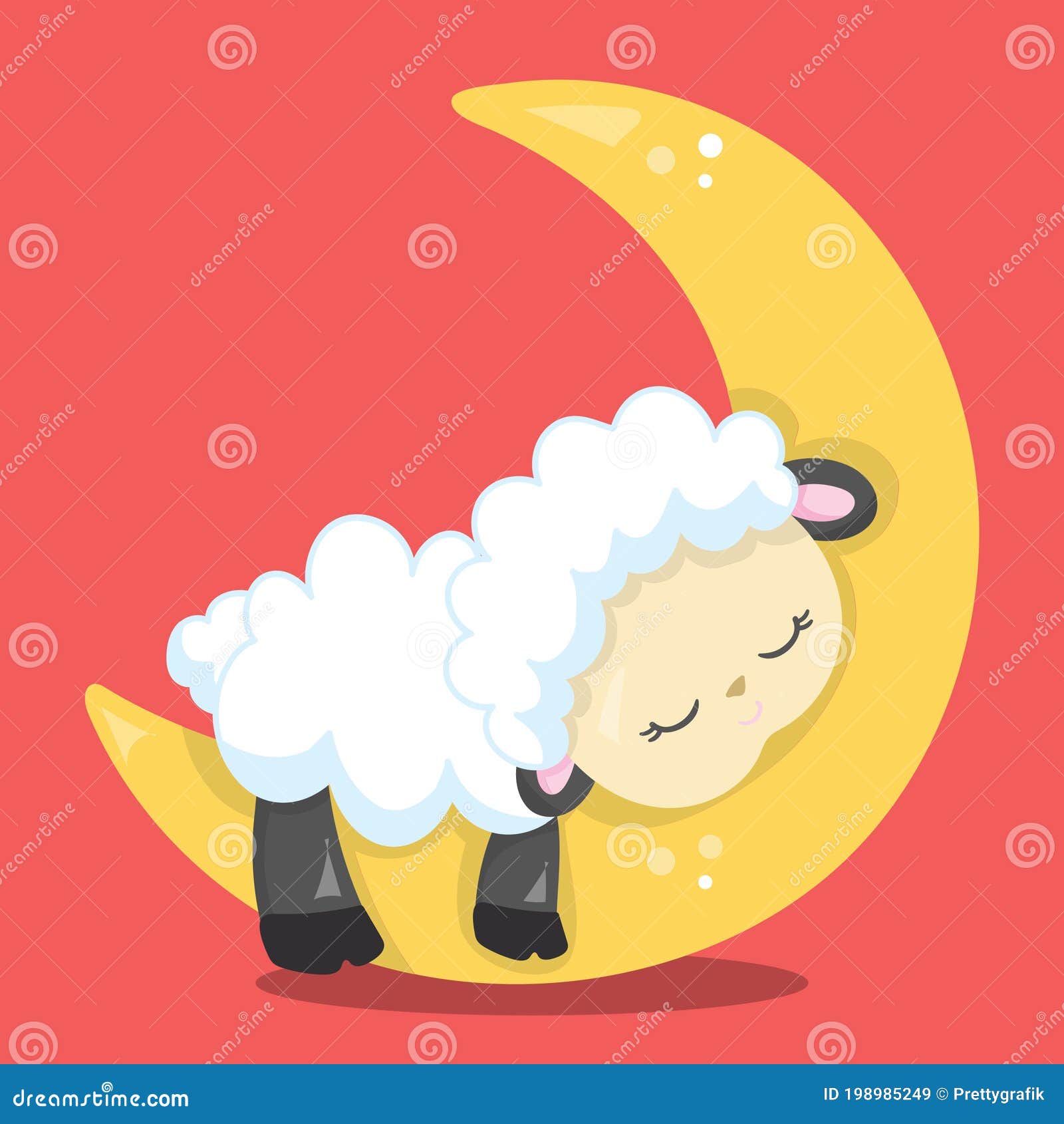 Counting Sheep moon 01 stock vector. Illustration of vector - 198985249