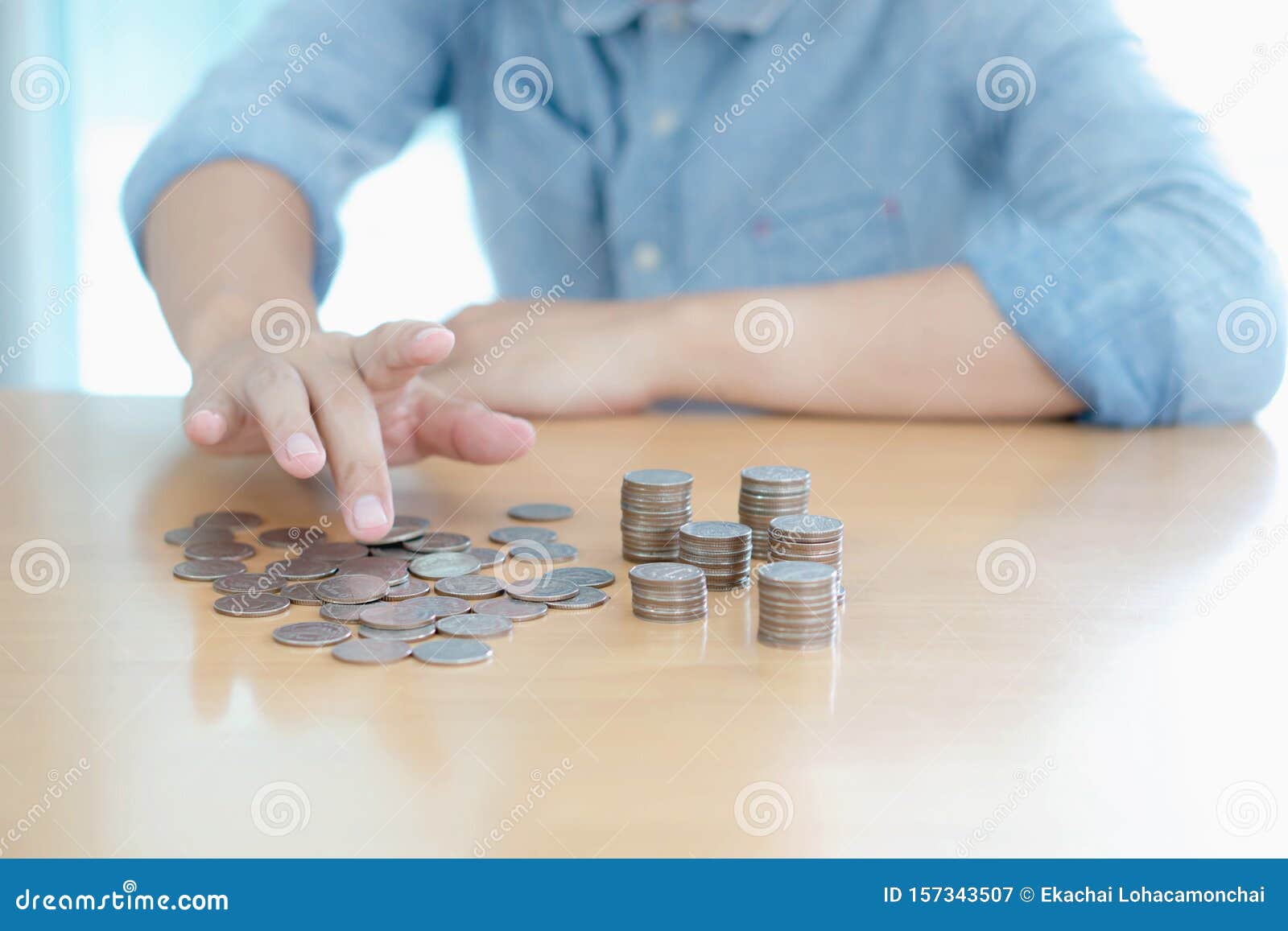 Counting Sorting Coins of Different Types Stock Image - Image of hand ...