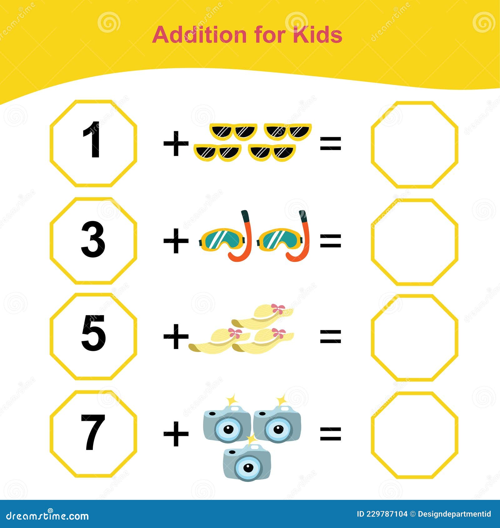 116 Addition for Kids stock vector. Illustration of counting - 229787104